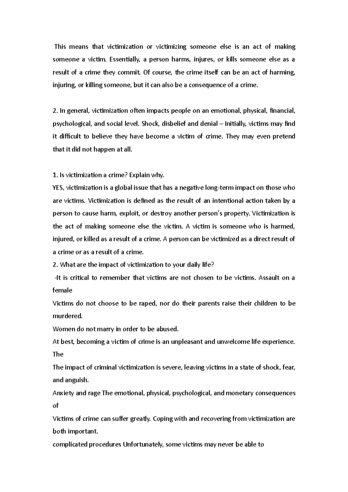 Q13 - English-Writing-13 - This means that victimization or victimizing ...