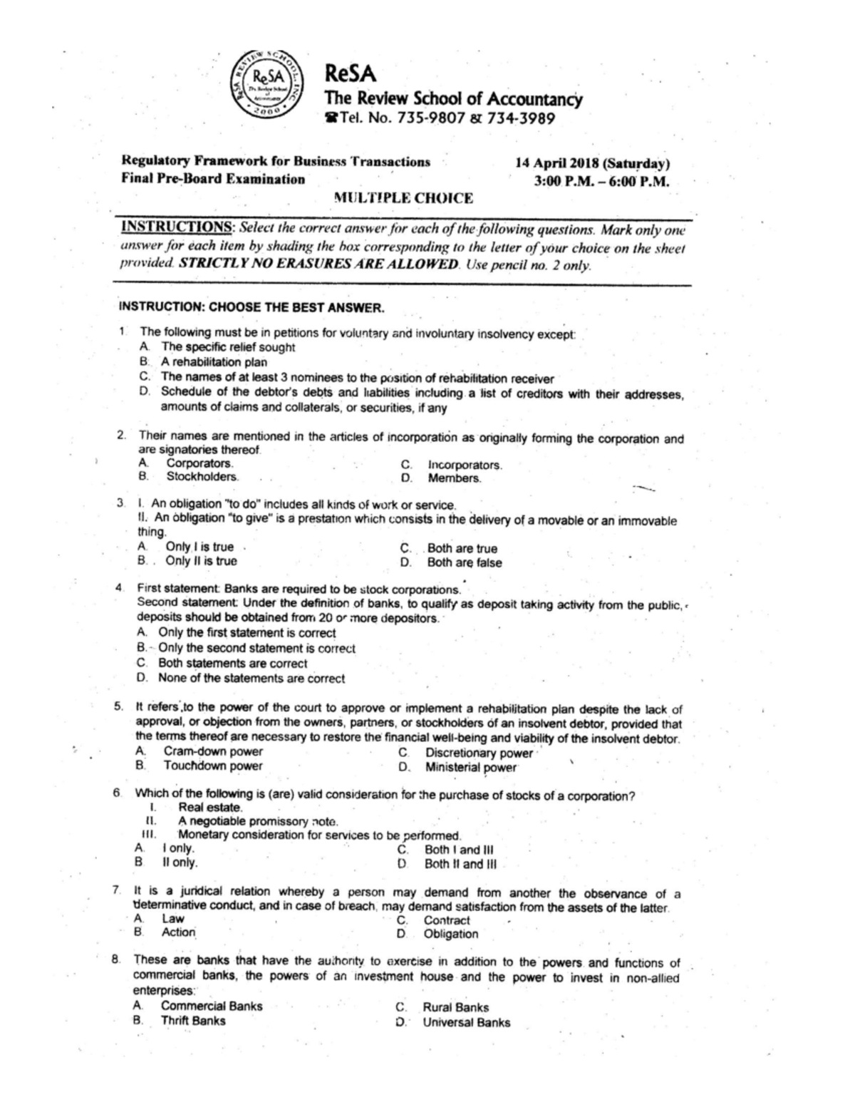 REGULATORY FRAMEWORK AND BUSINESS TRANSACTIONPB odd 2018 ...
