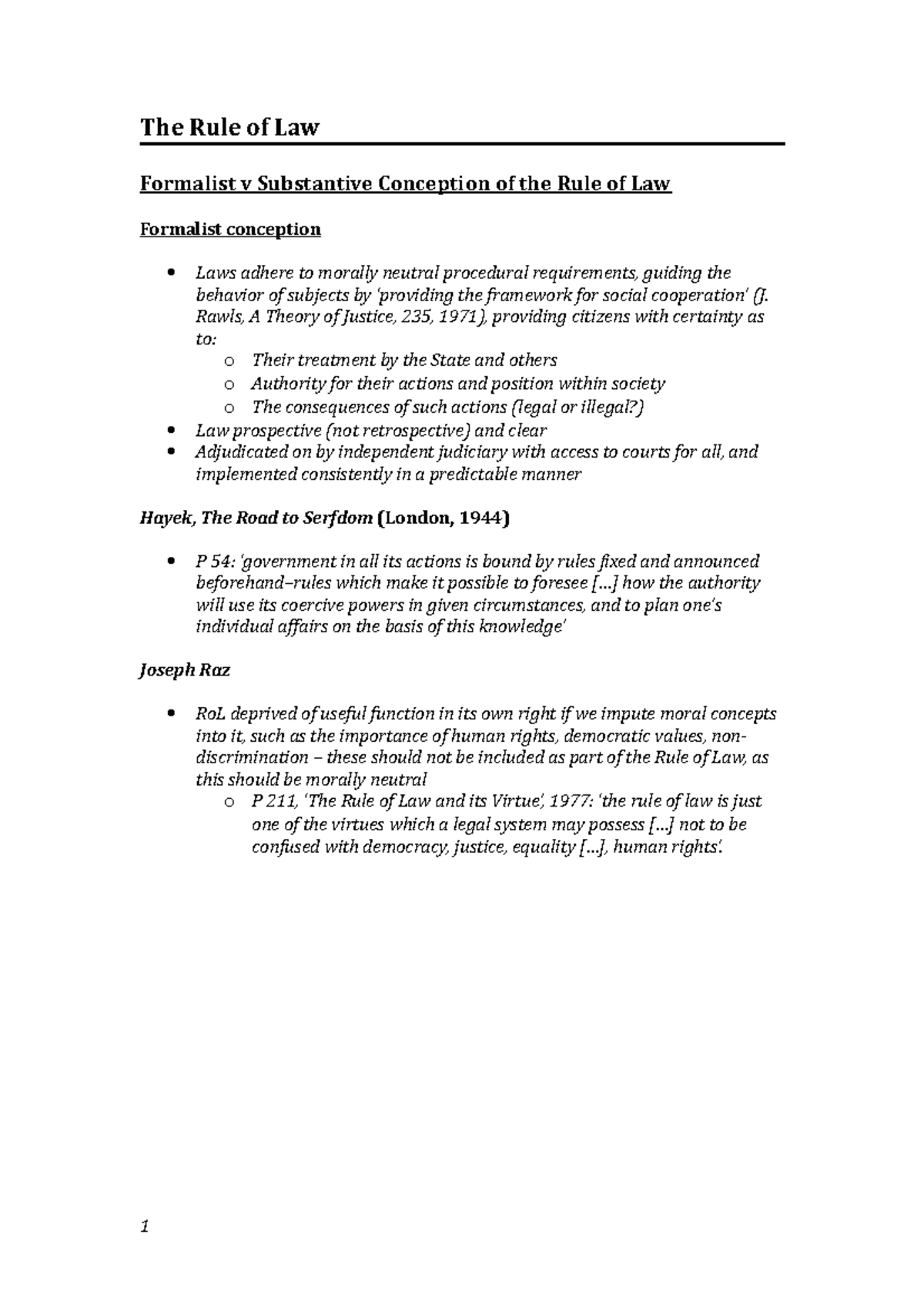 04 The Rule of Law - Public Law - The Rule of Law Formalist v ...