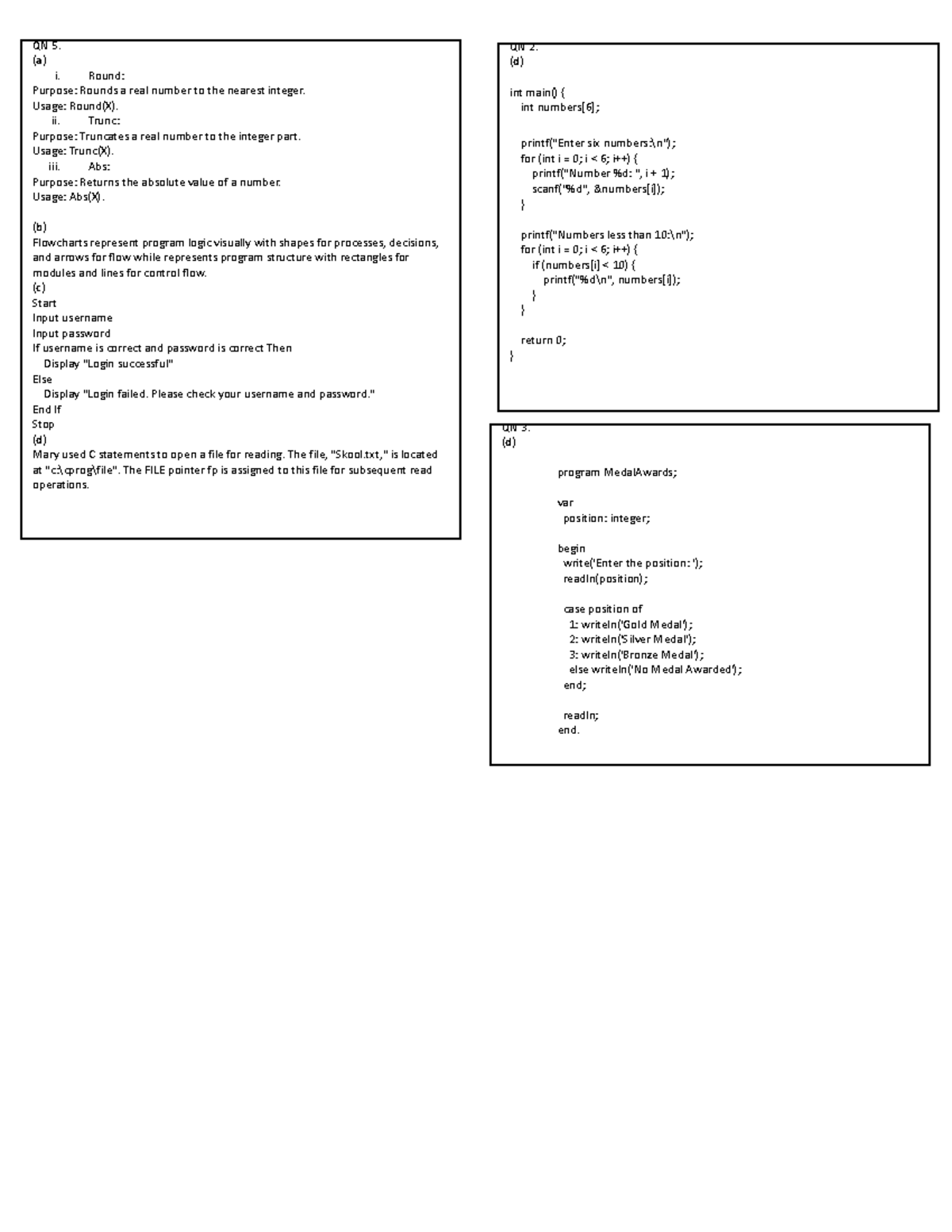 Str - Structured programming - QN 2. (d) int main() { int numbers[6 ...