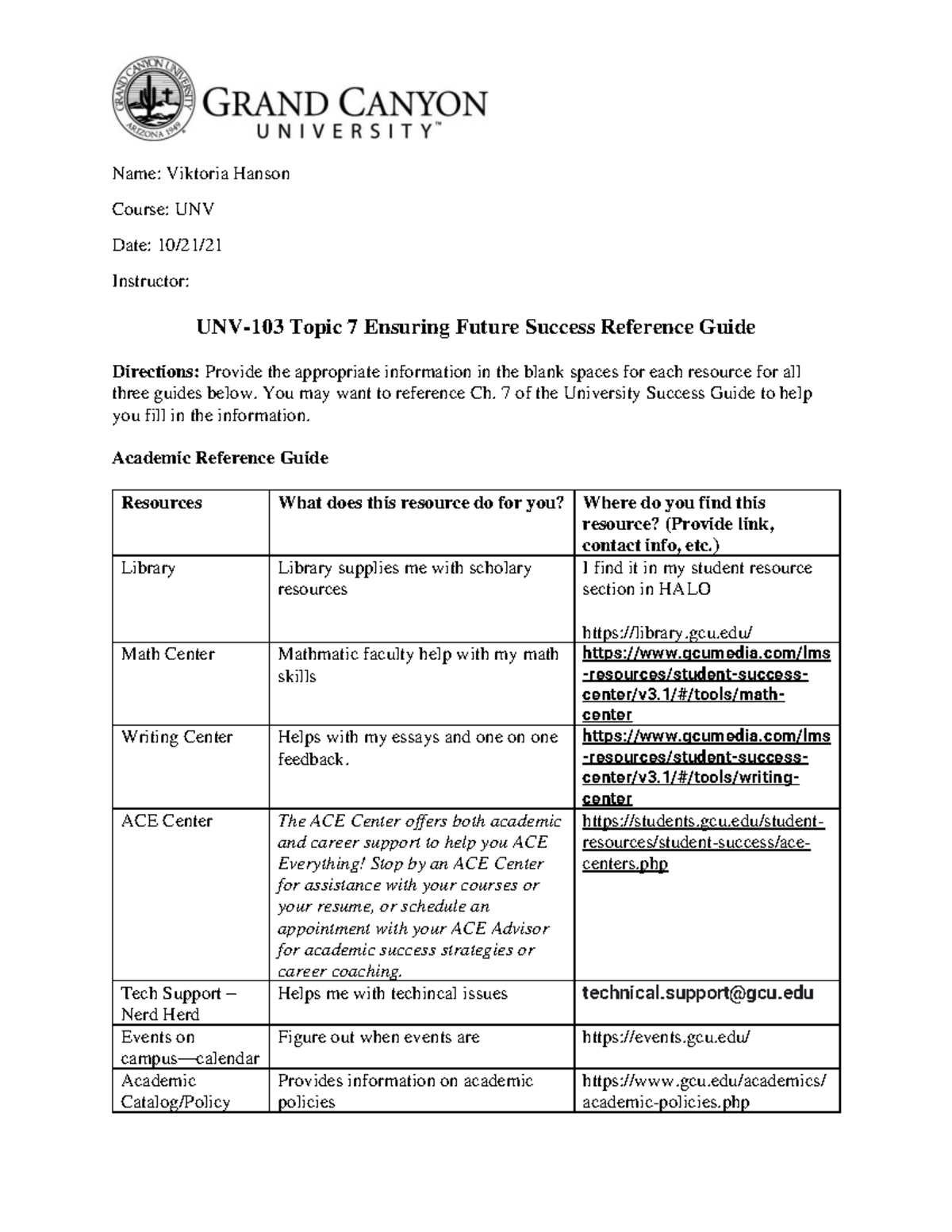 UNV 103 T7 Reference Guide Trad - SCI-150 - GCU - Studocu