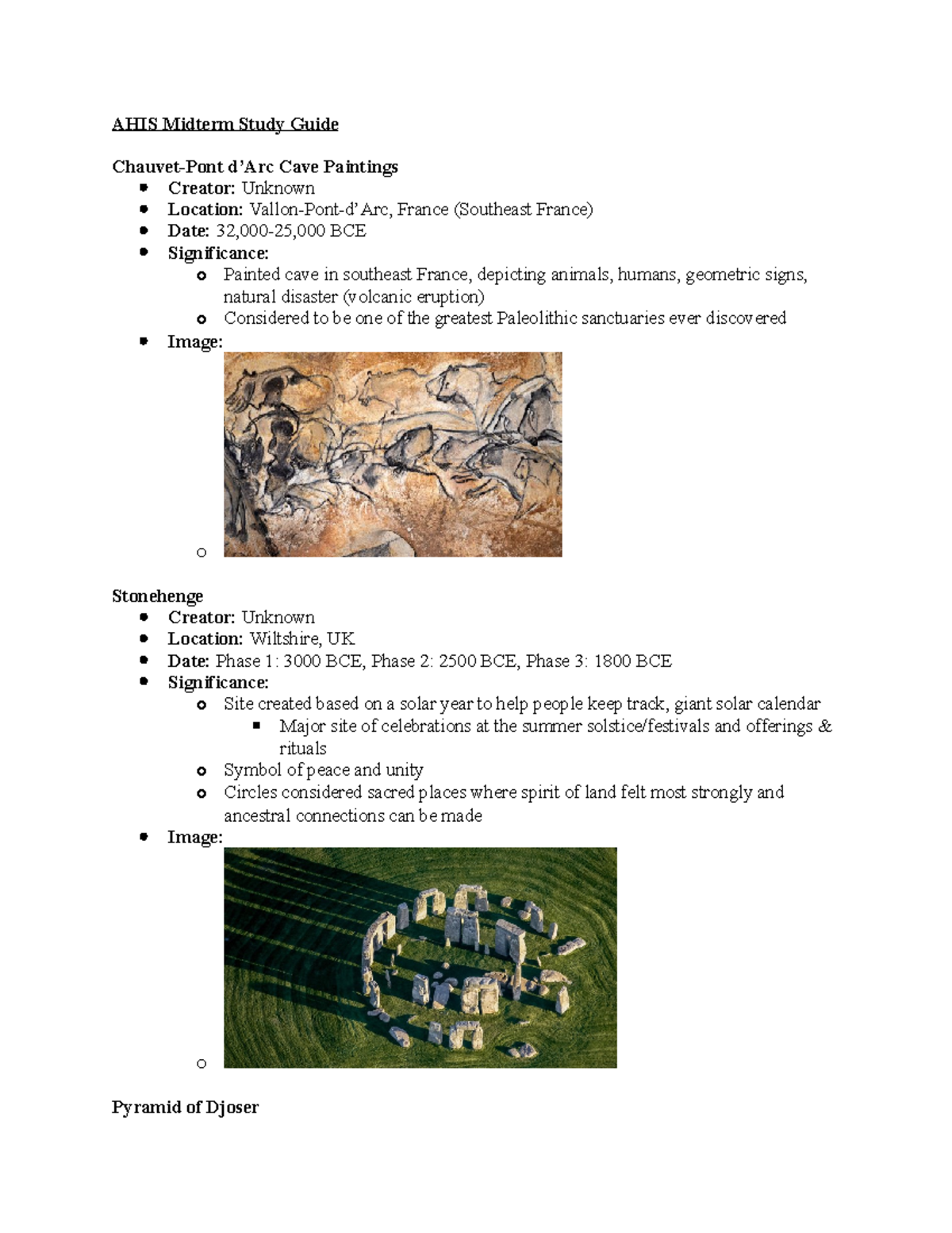 AHIS Midterm Study Guide - AHIS Midterm Study Guide Chauvet-Pont d’Arc ...