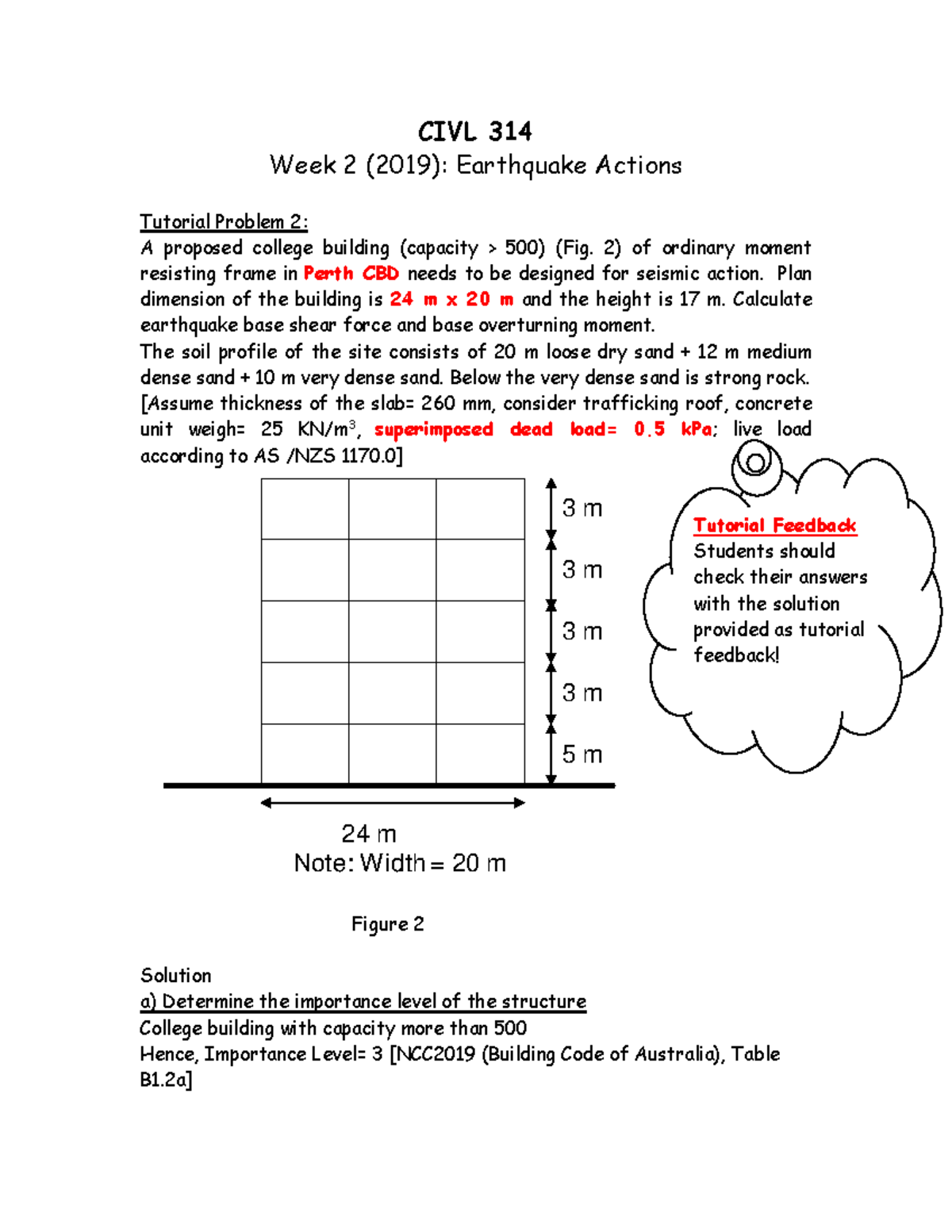 CIVL314 Week2 Tutorial Problem 2B - CIVL 314 Week 2 (2019): Earthquake Actions Tutorial Problem ...