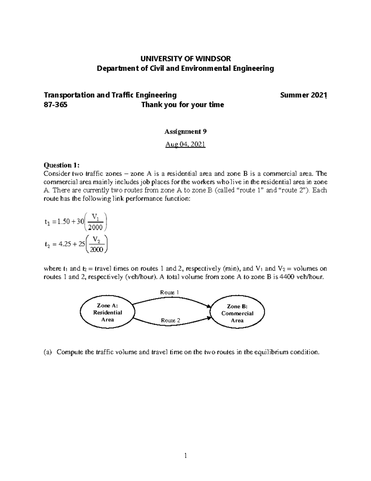 CIVL-365-Tutorial 9-2021 Week 10 Summer 2021 - 1 UNIVERSITY OF WINDSOR Department of Civil and ...