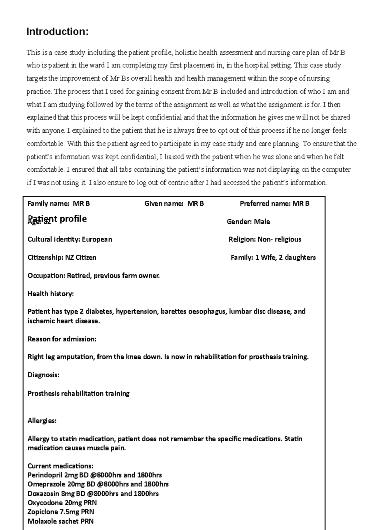Nursing Care Plan And Case Study Introduction This Is A Case Study