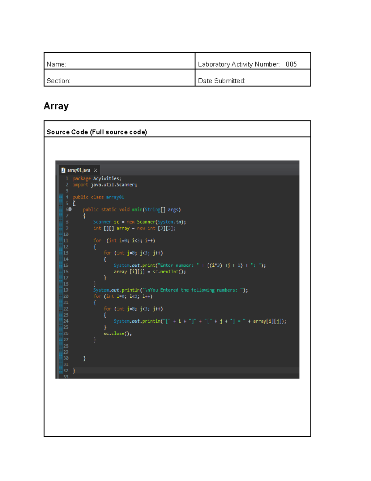 Lab005 Dsa Array Just For You To Have A Clues Bs Information System Array Source Code