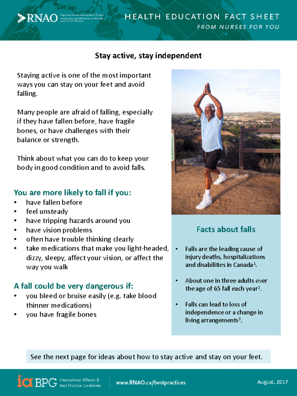 Stay active stay independent FALLs Fact Sheet - Stay active, stay ...