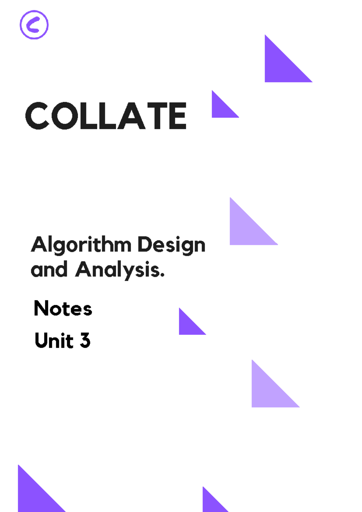 ADA UNIT 3 Notes - COLLATE Algorithm Design and Analysis. Notes Unit 3 ...