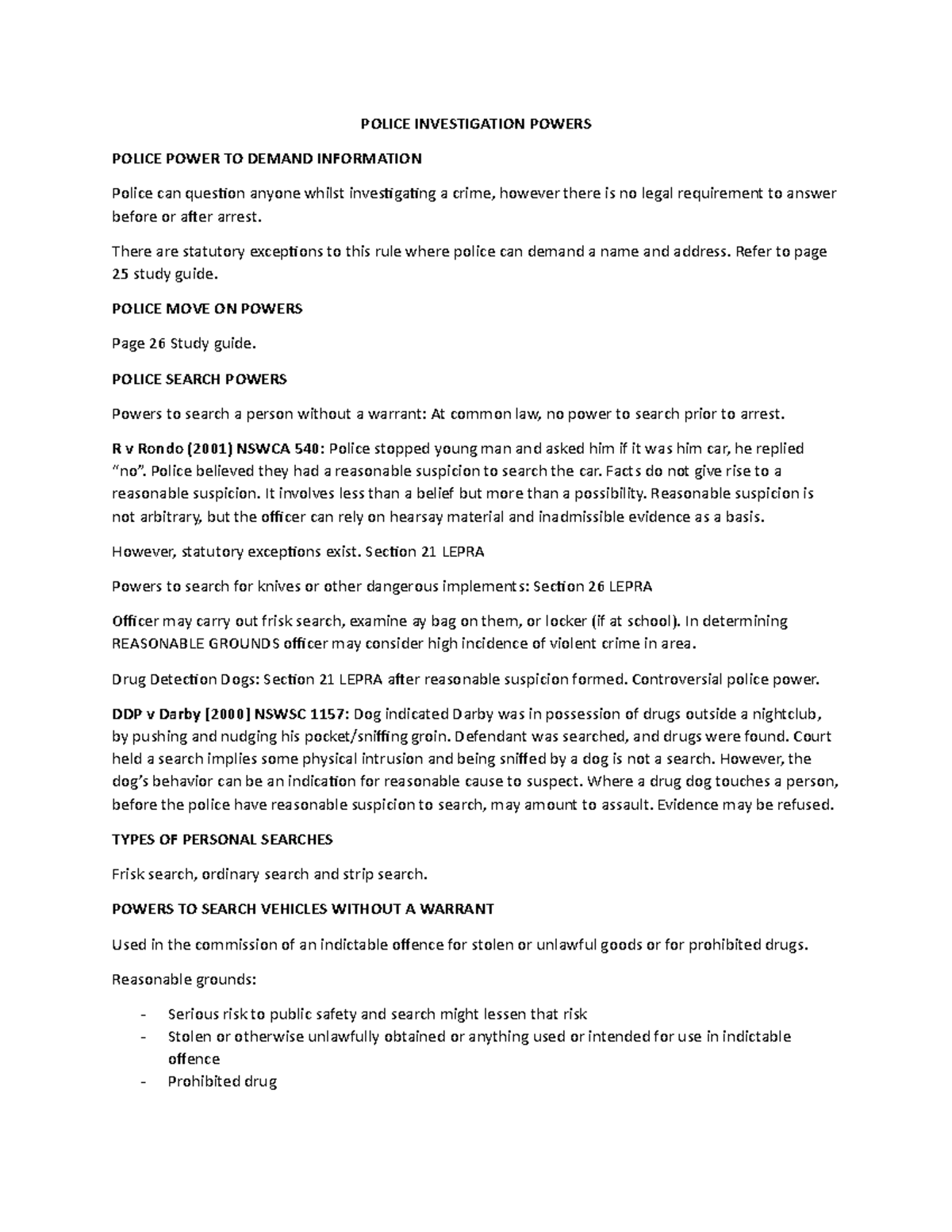 Police Investigation Powers - POLICE INVESTIGATION POWERS POLICE POWER ...