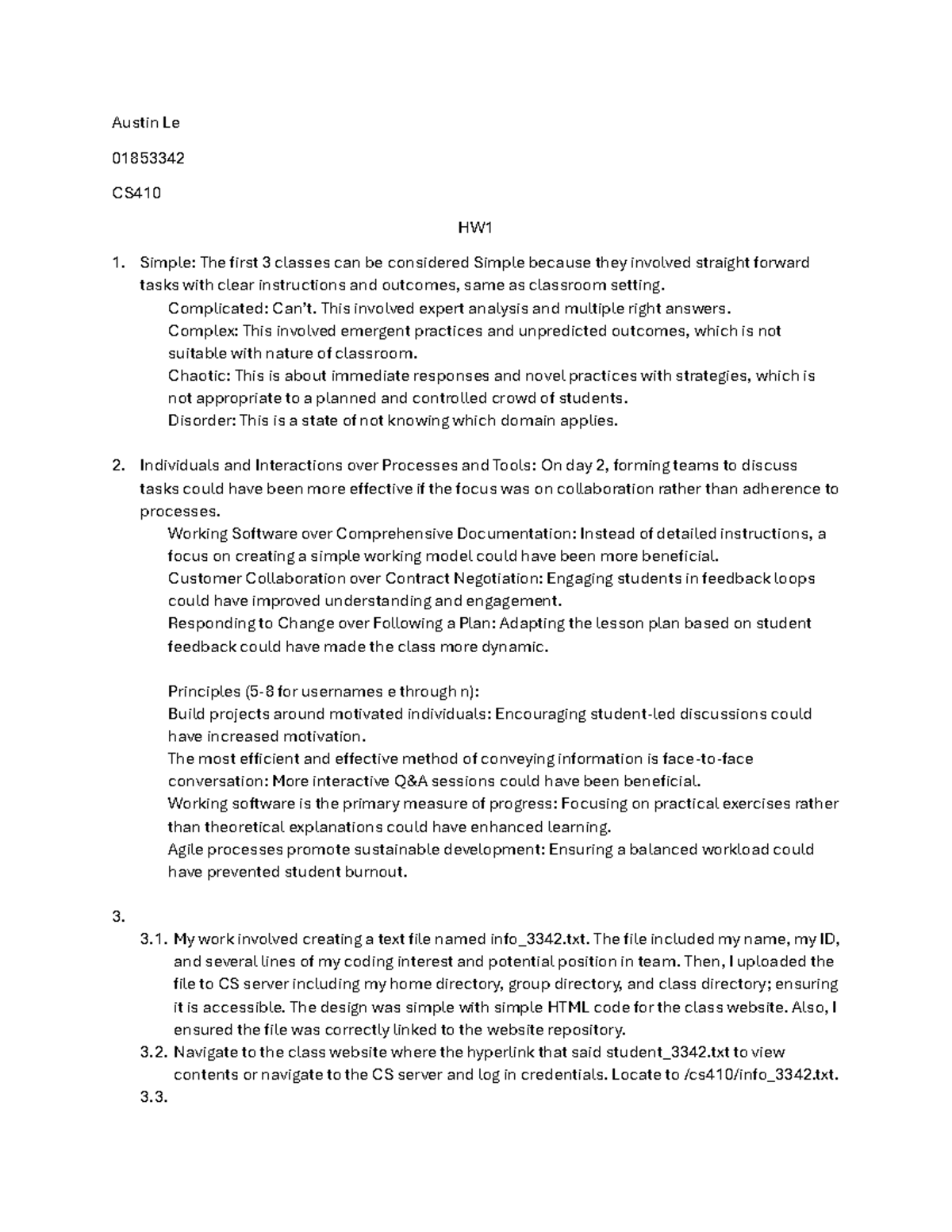 Hw1 - homework - Austin Le 01853342 CS HW Simple: The first 3 classes can be considered Simple ...