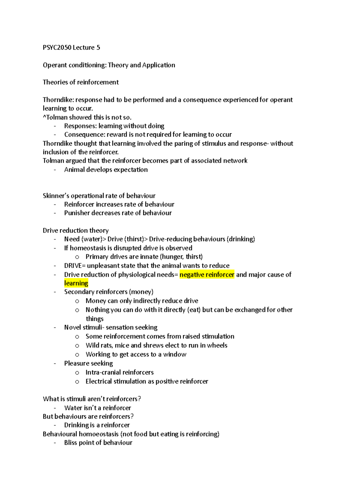 PSYC2050 Lecture 5 - PSYC2050 - UQ - Studocu