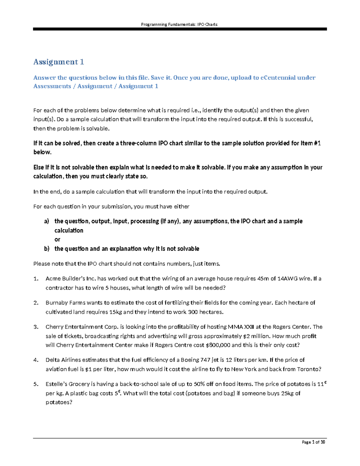 Assignment 01-v3 - i need - Assignment 1 Answer the questions below in this file. Save it. Once ...
