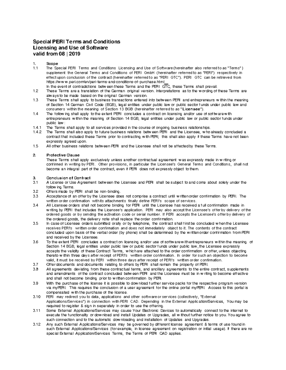 ¹ PERI terms of use for PERI CAD - Special PERI Terms and Conditions Licensing and Use of ...