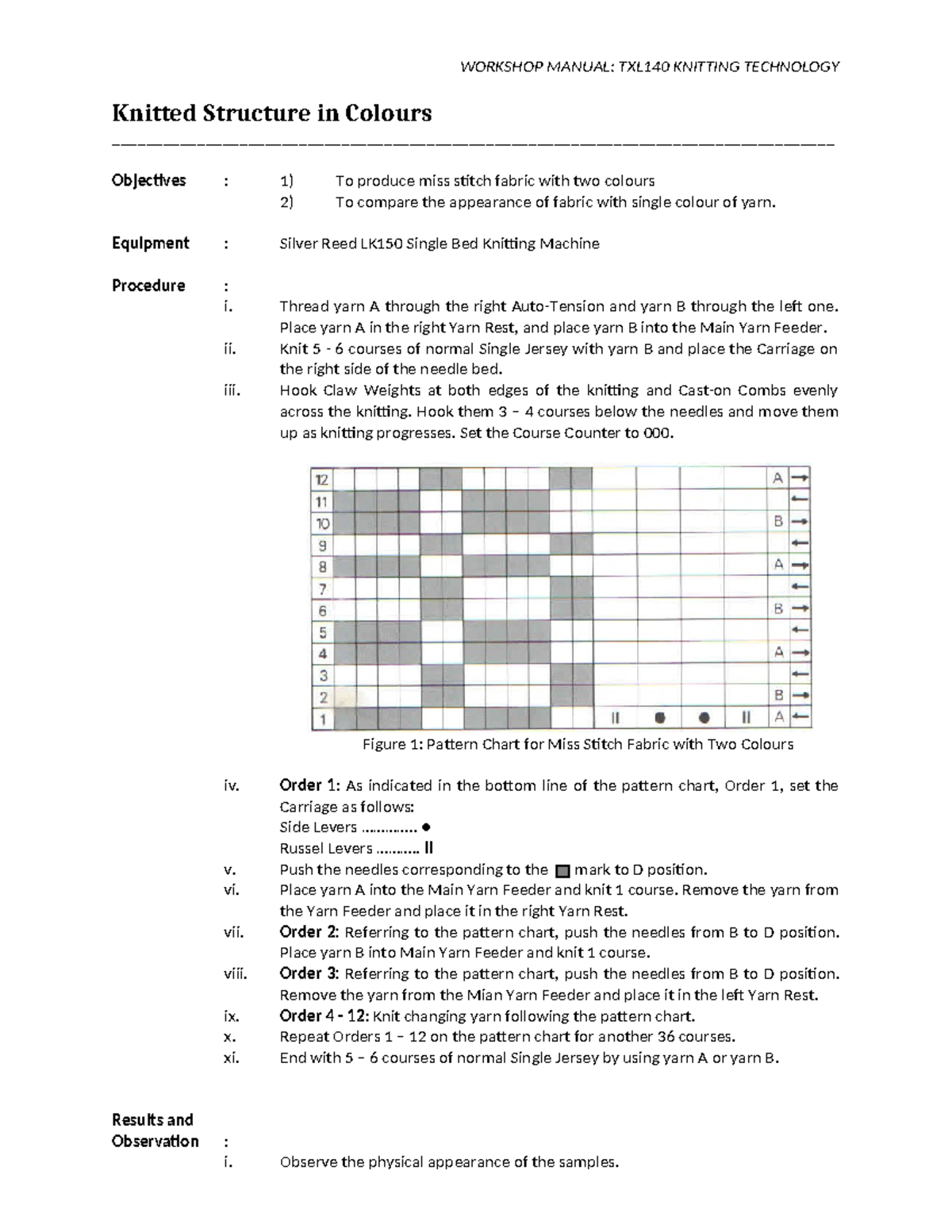 4 Knitted Structure IN Colours LK150 - WORKSHOP MANUAL: TXL140 KNITTING ...