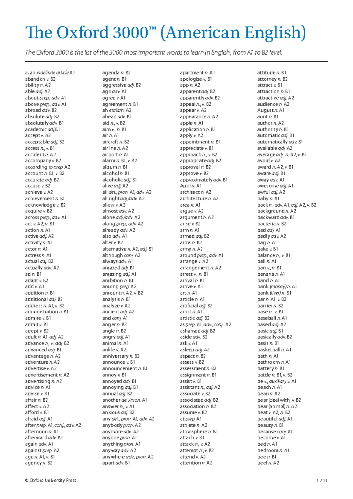 3000 najčešće korištenih rijeci - The Oxford 3000™ (American English ...