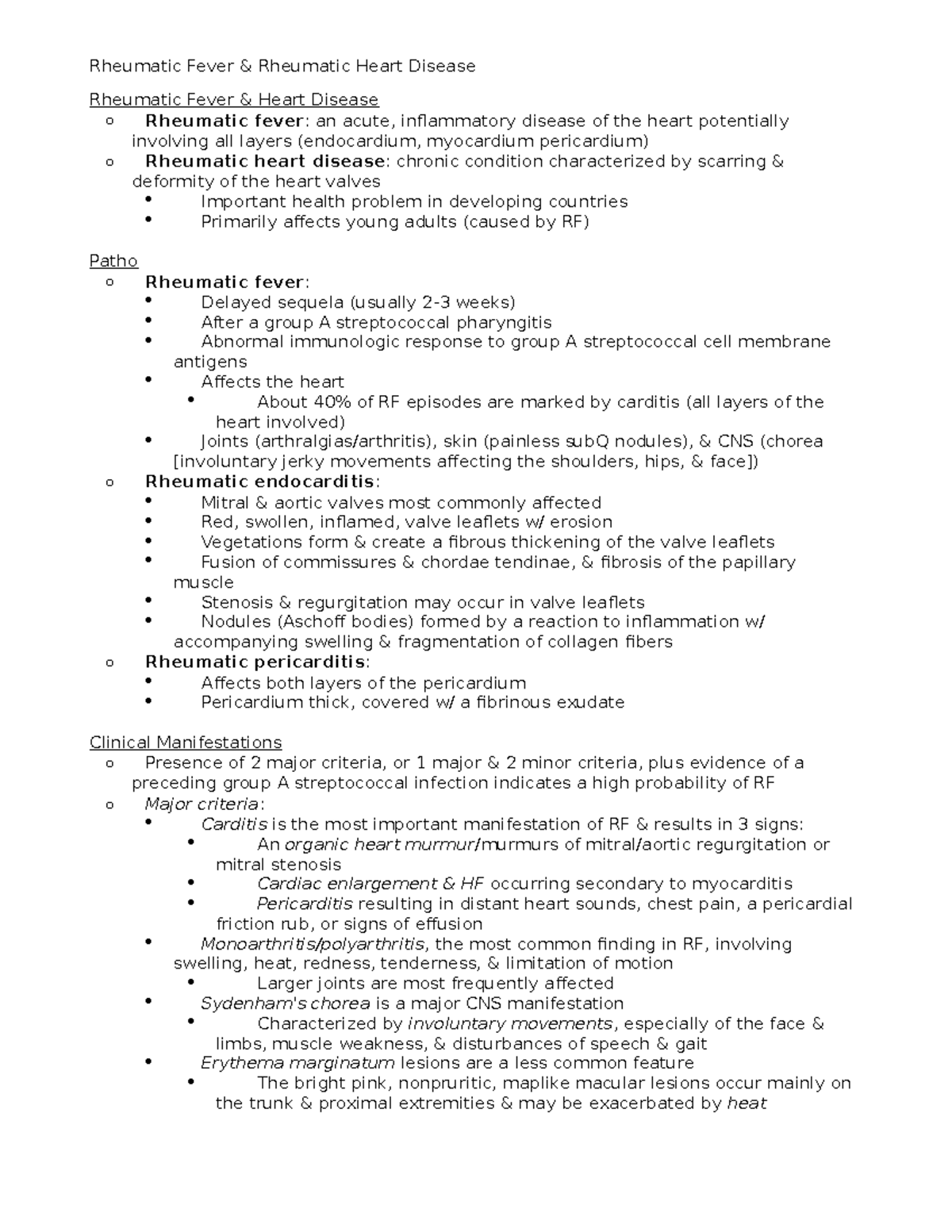 Rheumatic Fever & Rheumatic Heart Disease - Studocu