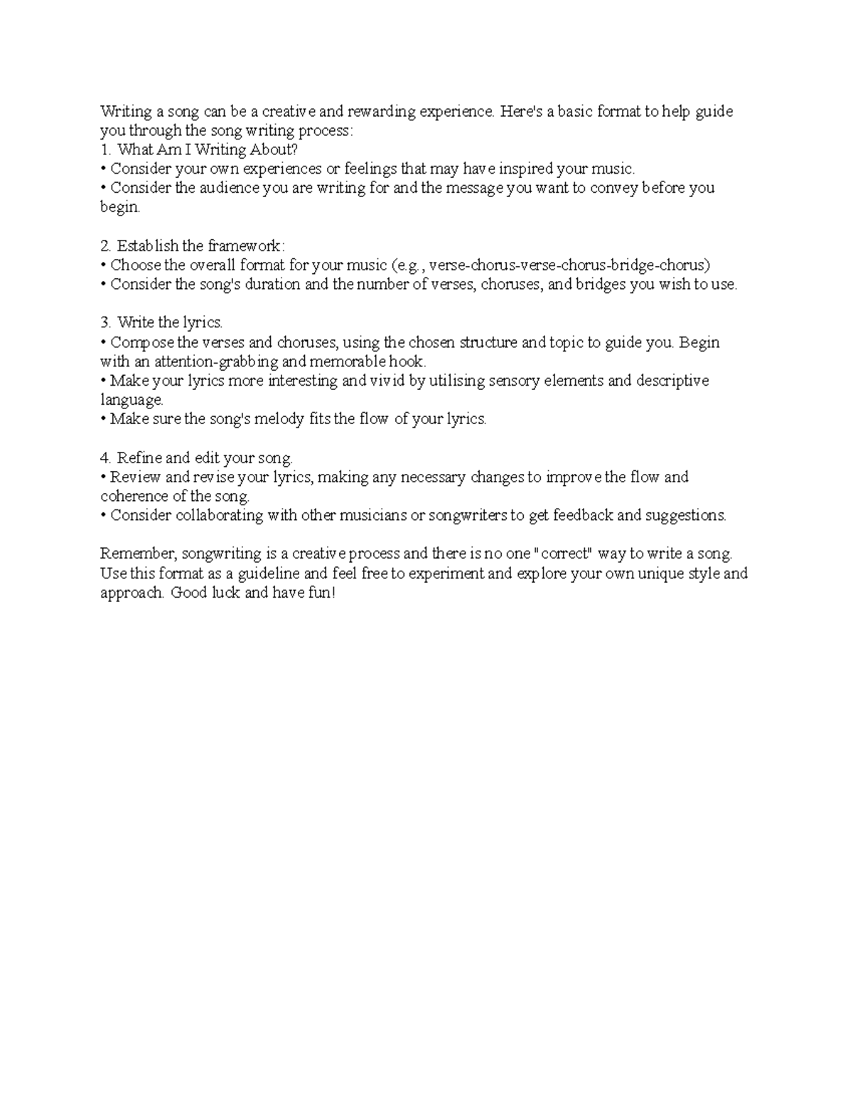 Imprisoned or free - Writing a song can be a creative and rewarding experience. Here's a basic ...