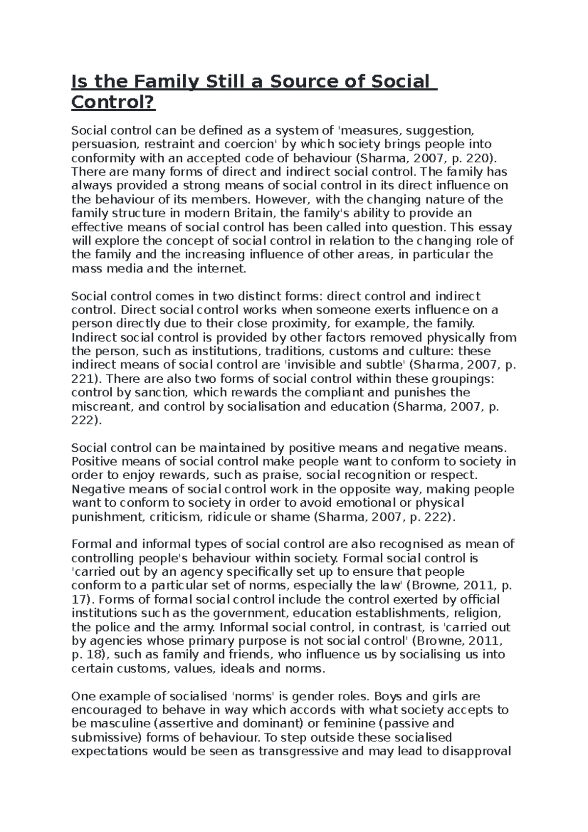 Is the Family Still a Source of Social Control - Is the Family Still a ...