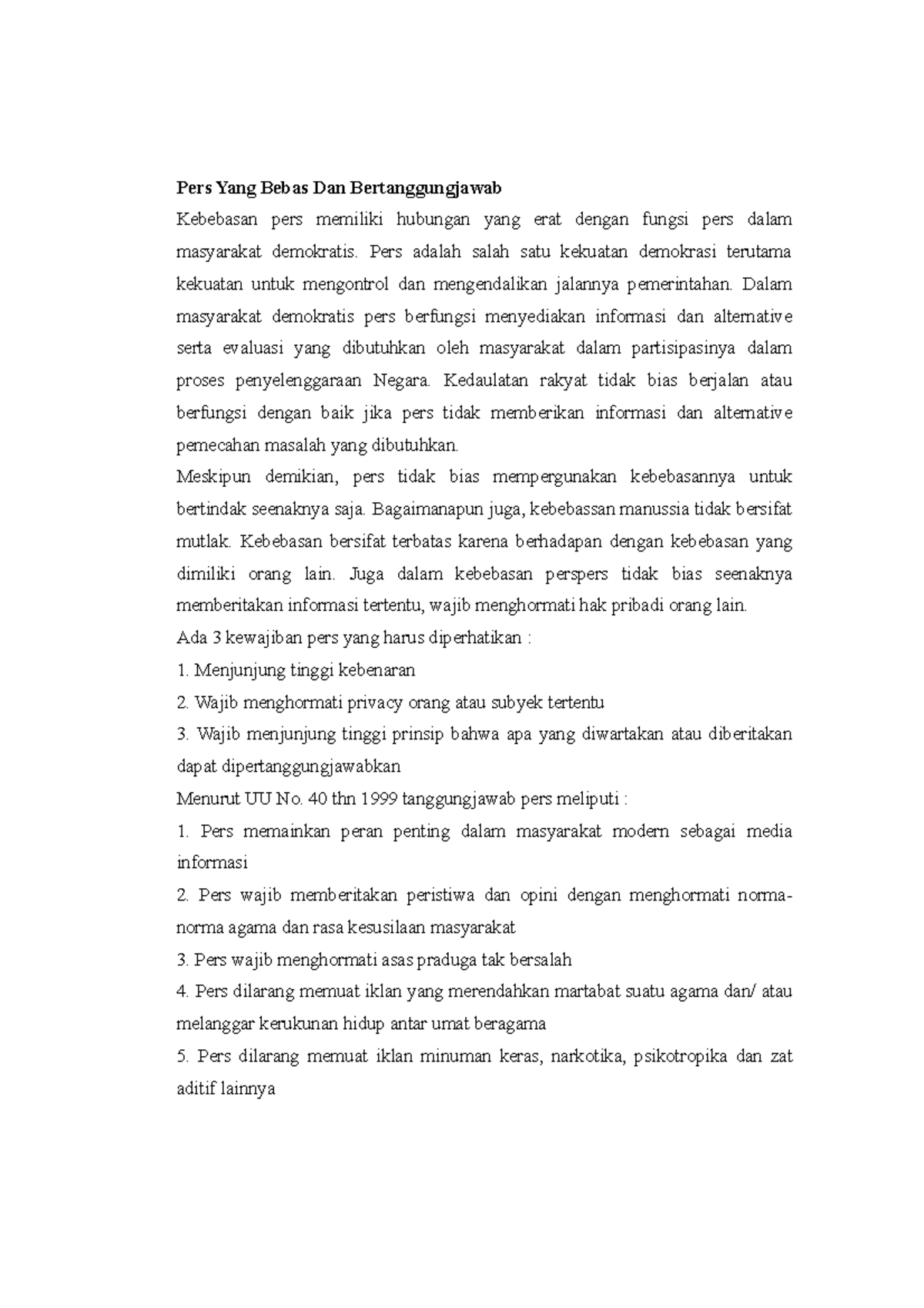 Pers Yang Bebas Dan Bertanggungjawab - Pers Yang Bebas Dan ...