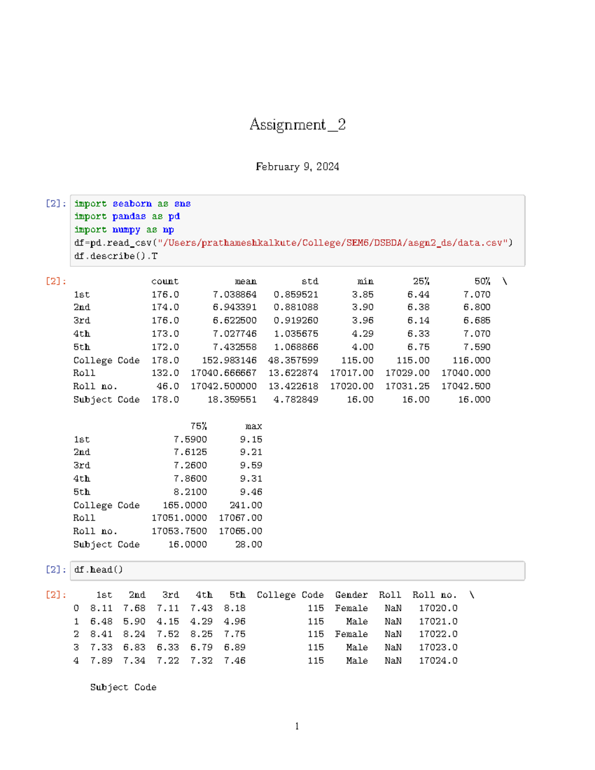 Assignment 2 - Practical codes. - Assignment_ February 9, 2024 2 ...
