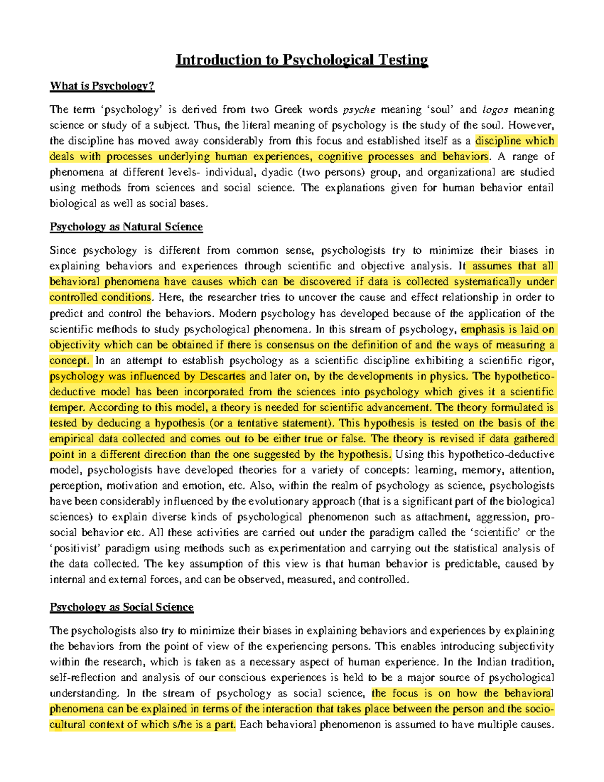 Practical file frst Introduction to Psychological Testing ...