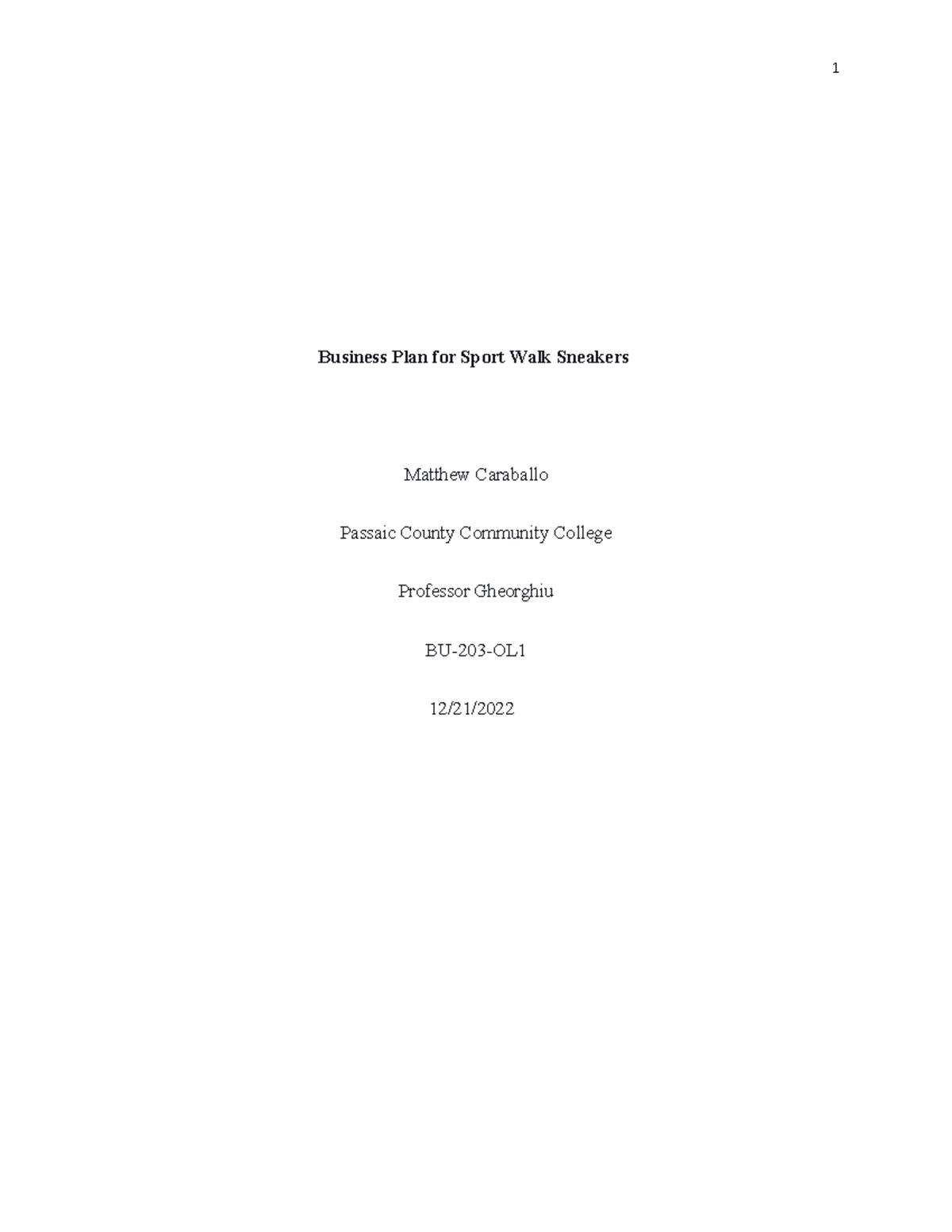 Business Plan for Sport Walk Sneakers-Matthew Caraballo - Nevertheless ...