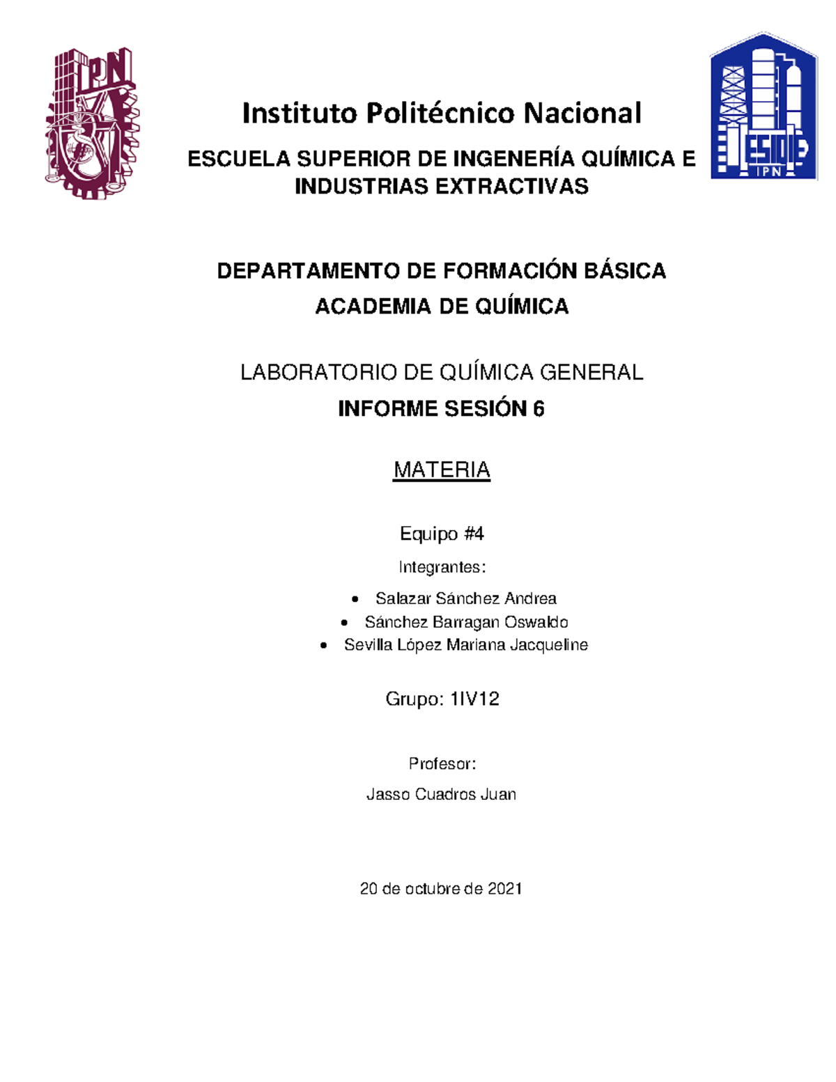 Informe Sesion 6 - repaso de lo que consiste en la practica y los ...