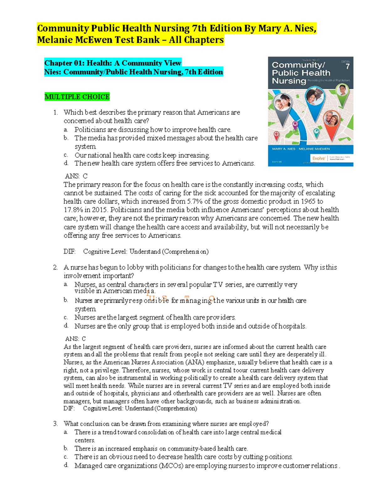 Community Public Health Nursing 7th Edition By Mary A. Nies, Melanie Mc ...