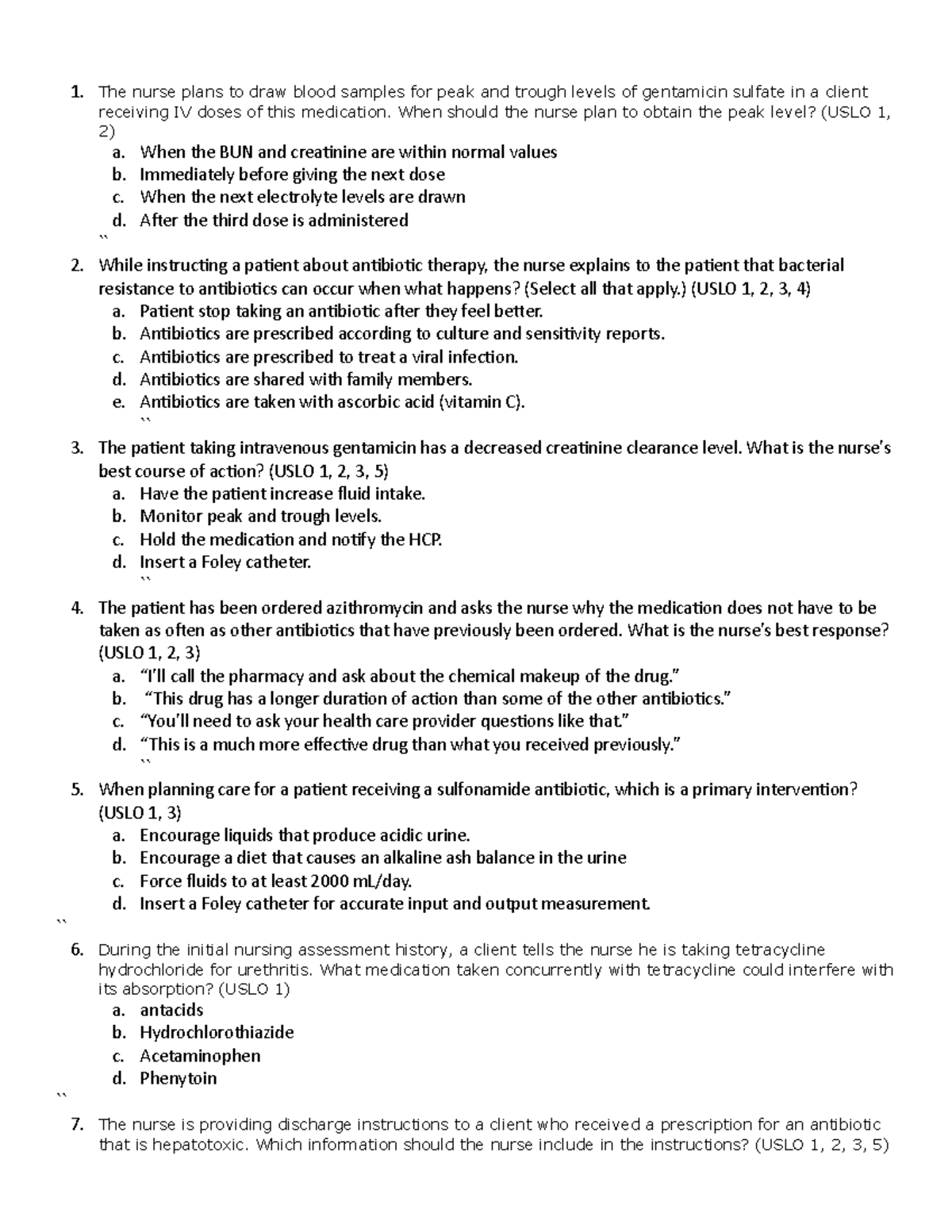 Unit 9 objectives and questions 19-1 - The nurse plans to draw blood ...