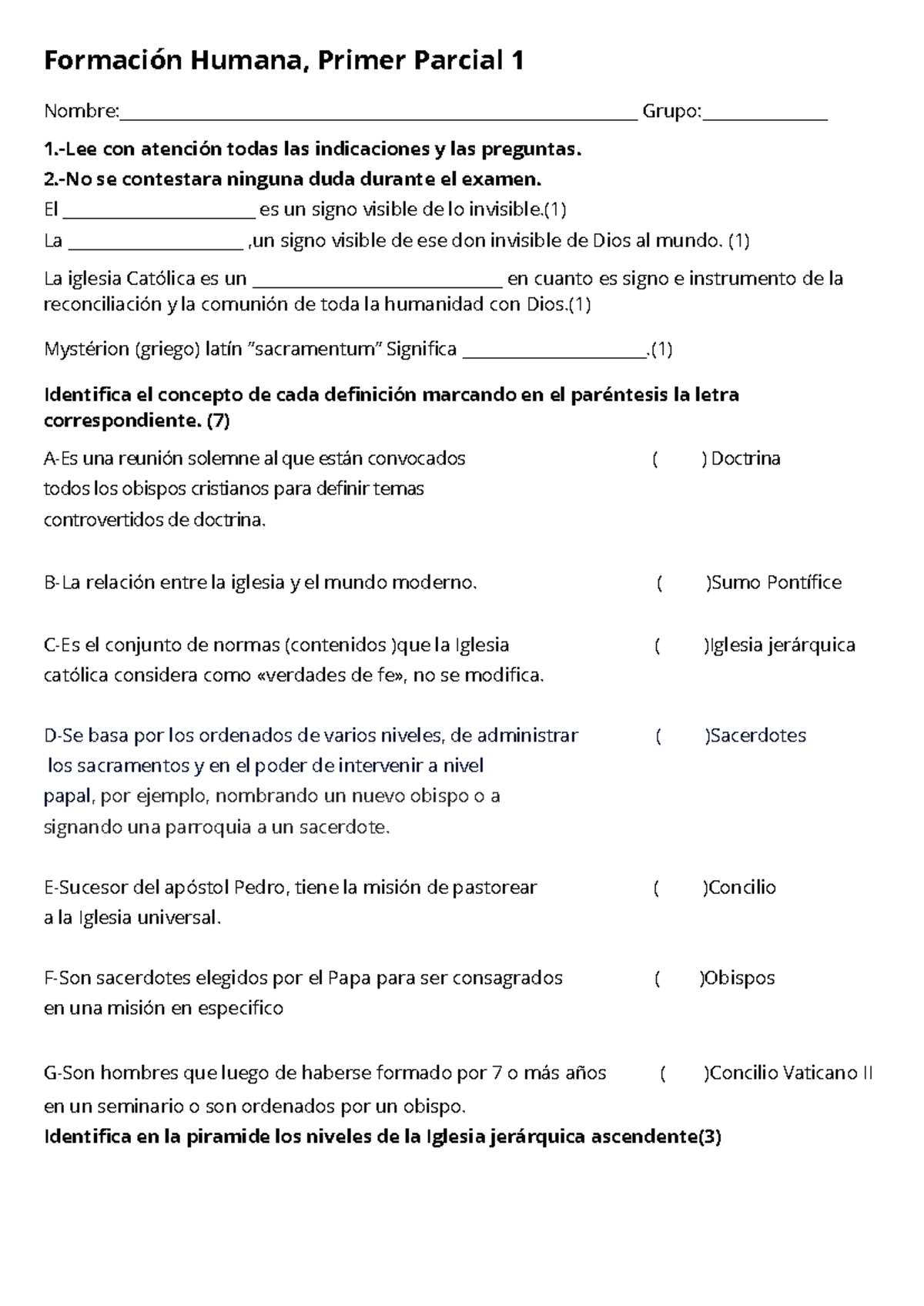 Copia de Formación Humana - Formación Humana, Primer Parcial 1 - Studocu