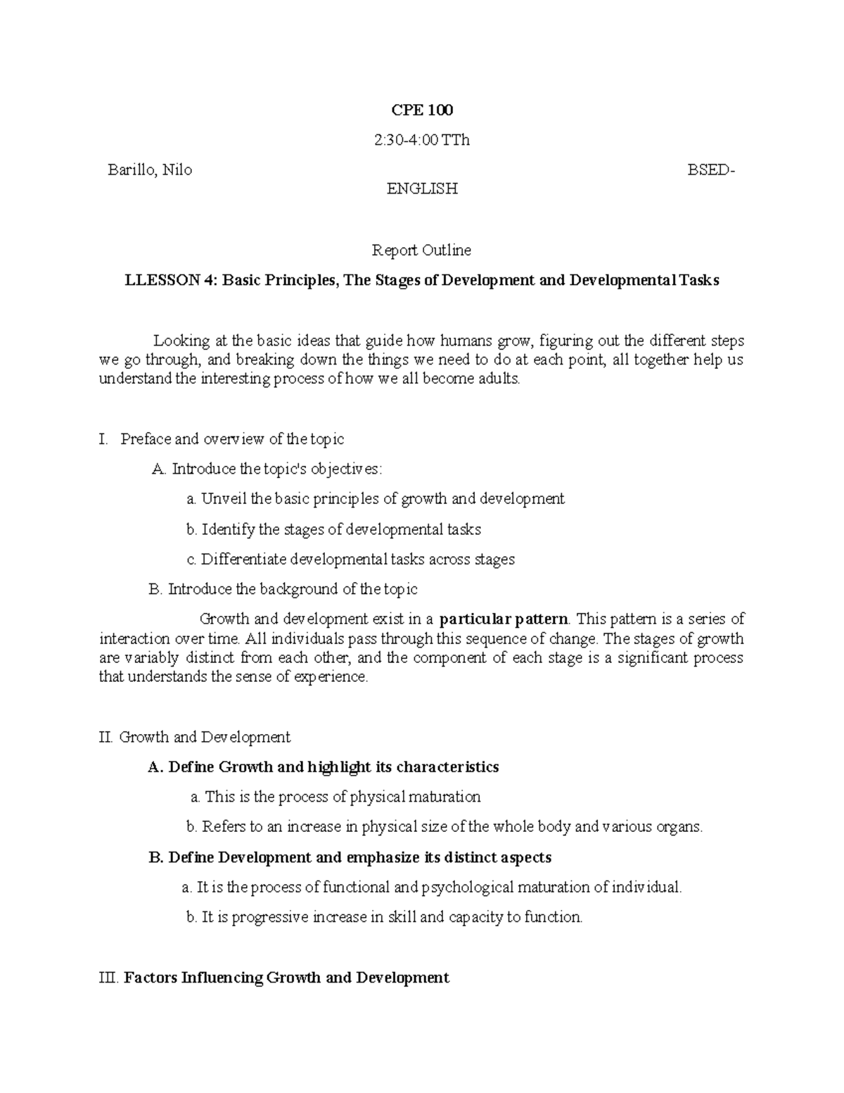 CPE100 Outline-1 - summarized lesson - CPE 100 2:30-4:00 TTh Barillo ...