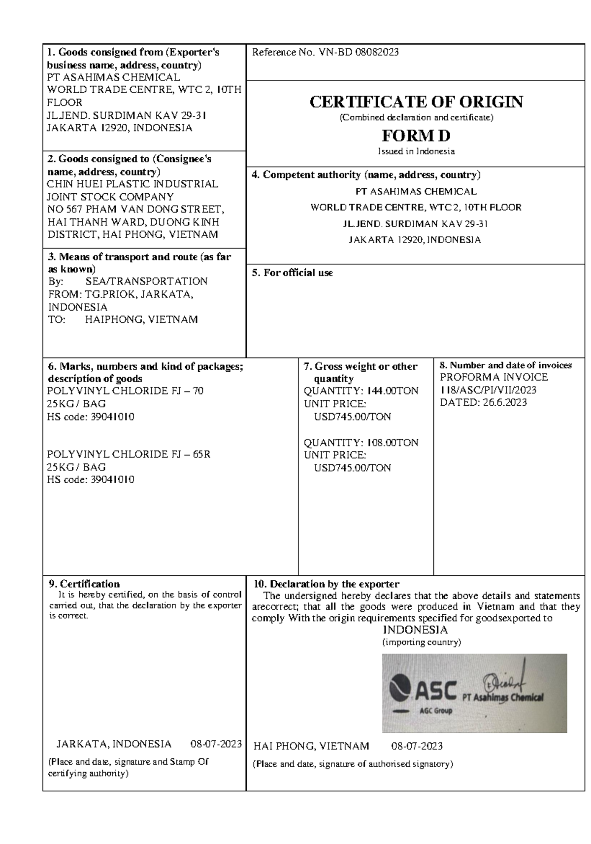 CO form D - vvv - Goods consigned from (Exporter's business name ...