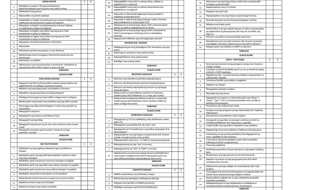 Blank ECCD-Tagalog-1 - ECCD TOOL - GROSS MOTOR 1 2 1 Nakaaakyat sa ...