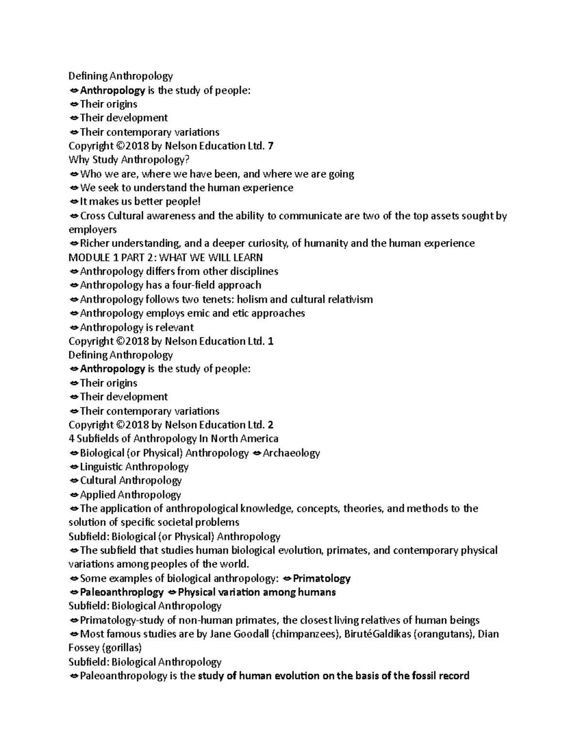 Anthro 111 module 1 powerpoint notes - Defining Anthropology ...