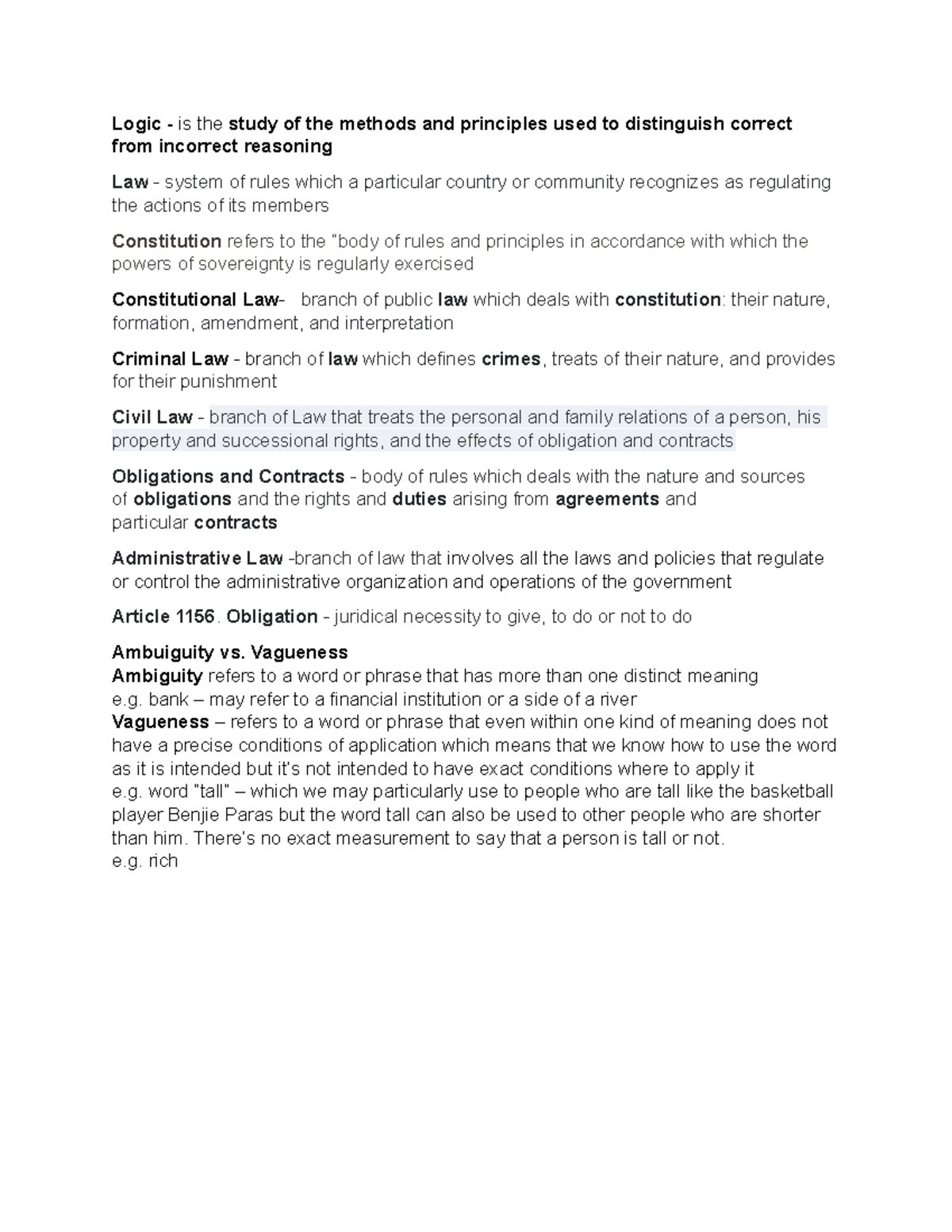 Definitions of Words - definition lec - Logic - is the study of the ...