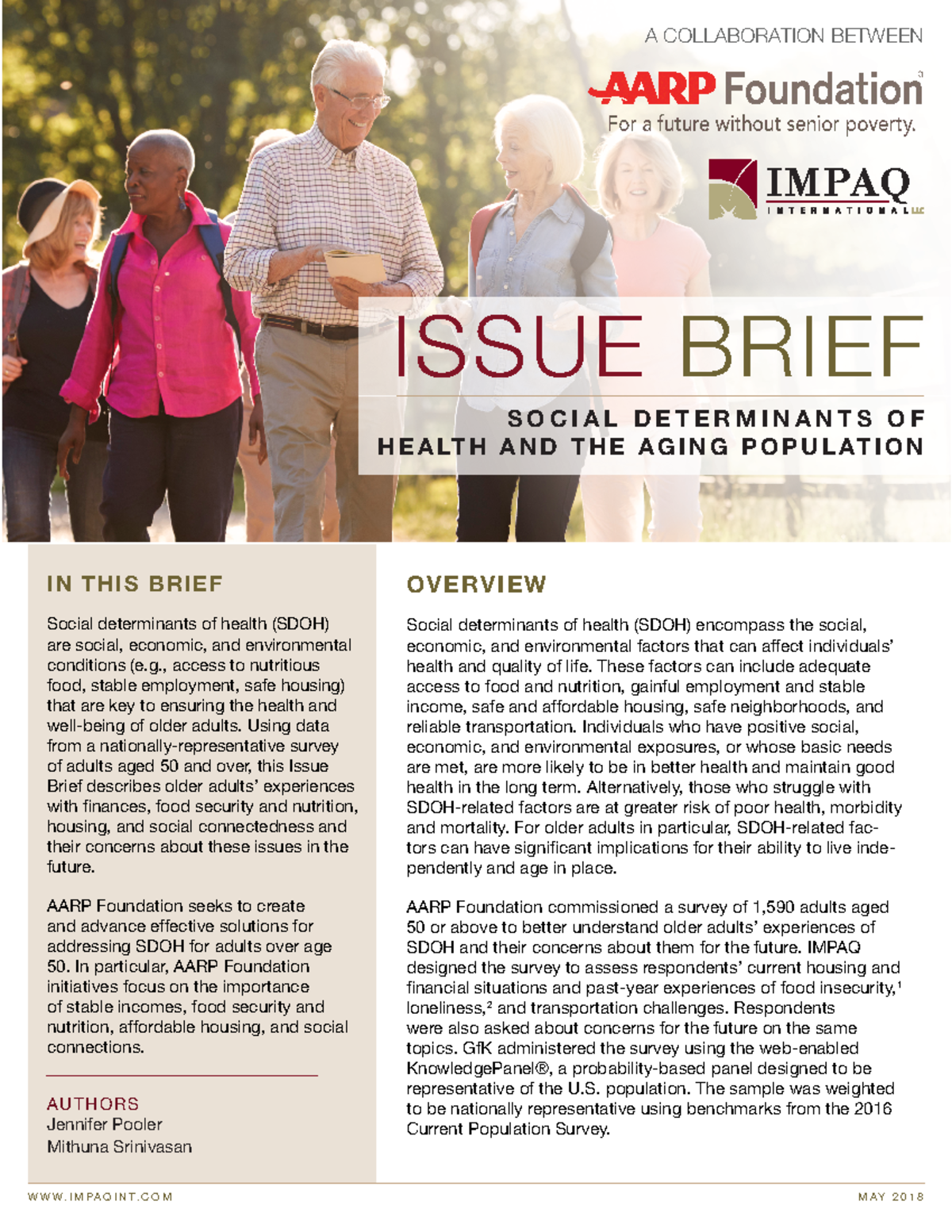 Social determinants of ageing - MAY 2018 AUTHORS Jennifer Pooler ...