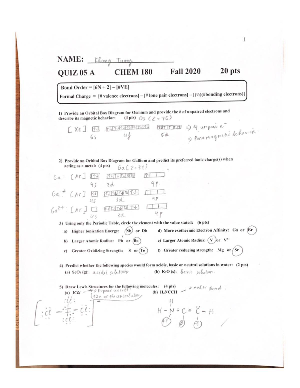 Quiz 5A - Chem Quiz - CHEM 120A - Studocu