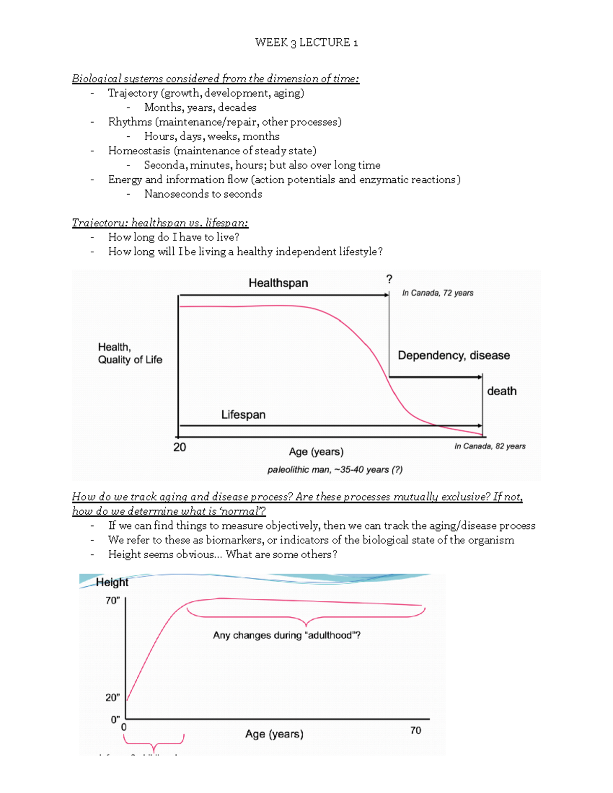 Biol Week 3 Lecutre 1 Biological Systems Considered From The Dimension Of Time Trajectory