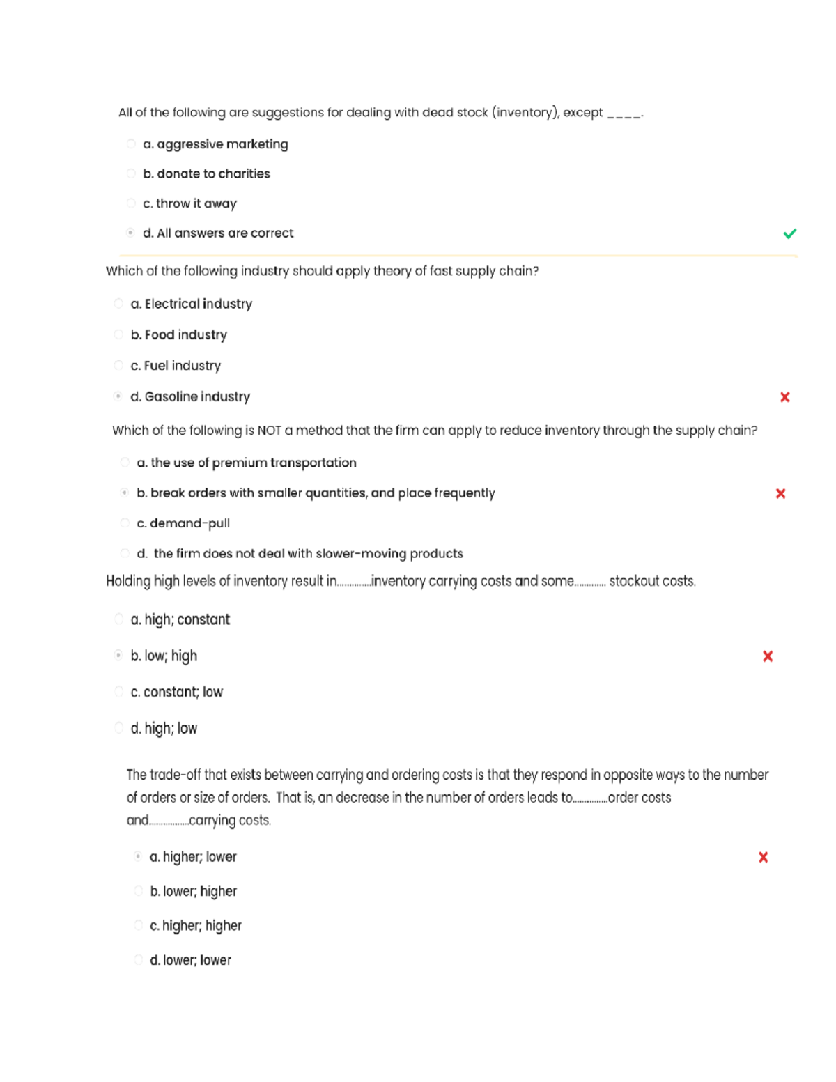 Lgistic-thi - Bsbsbd - Holding high levels of inventory result in ...