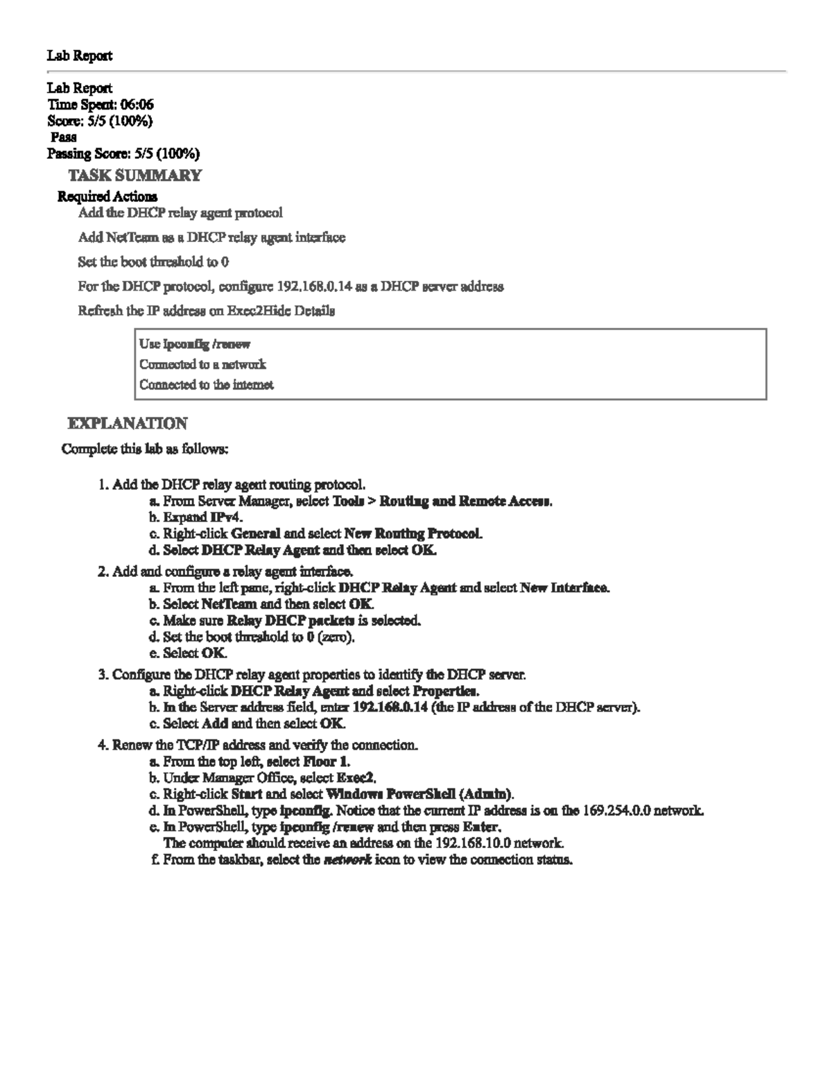 4.4.4 Configure a DHCP Relay Agent Lab - C769 - Studocu