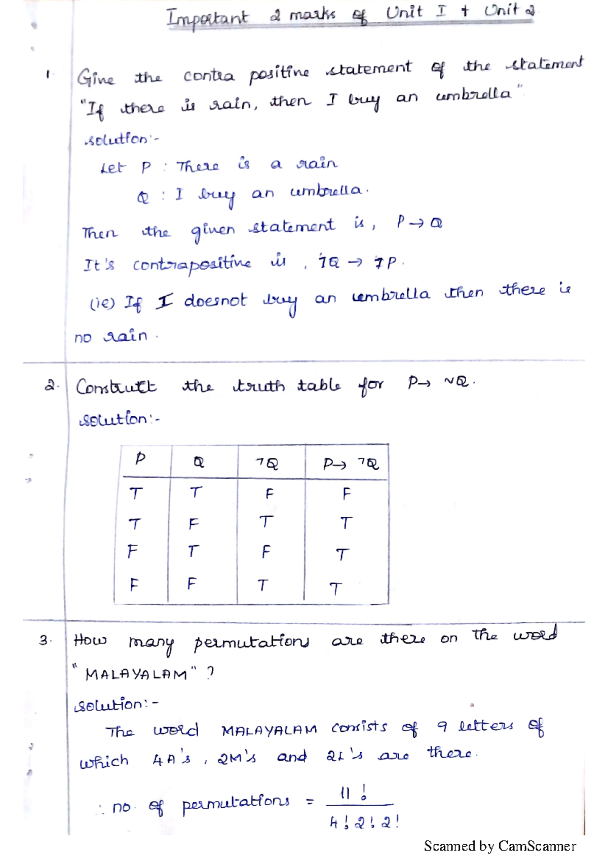 DM Units 1 & 2 - 2 marks - BE Computer Science - Studocu