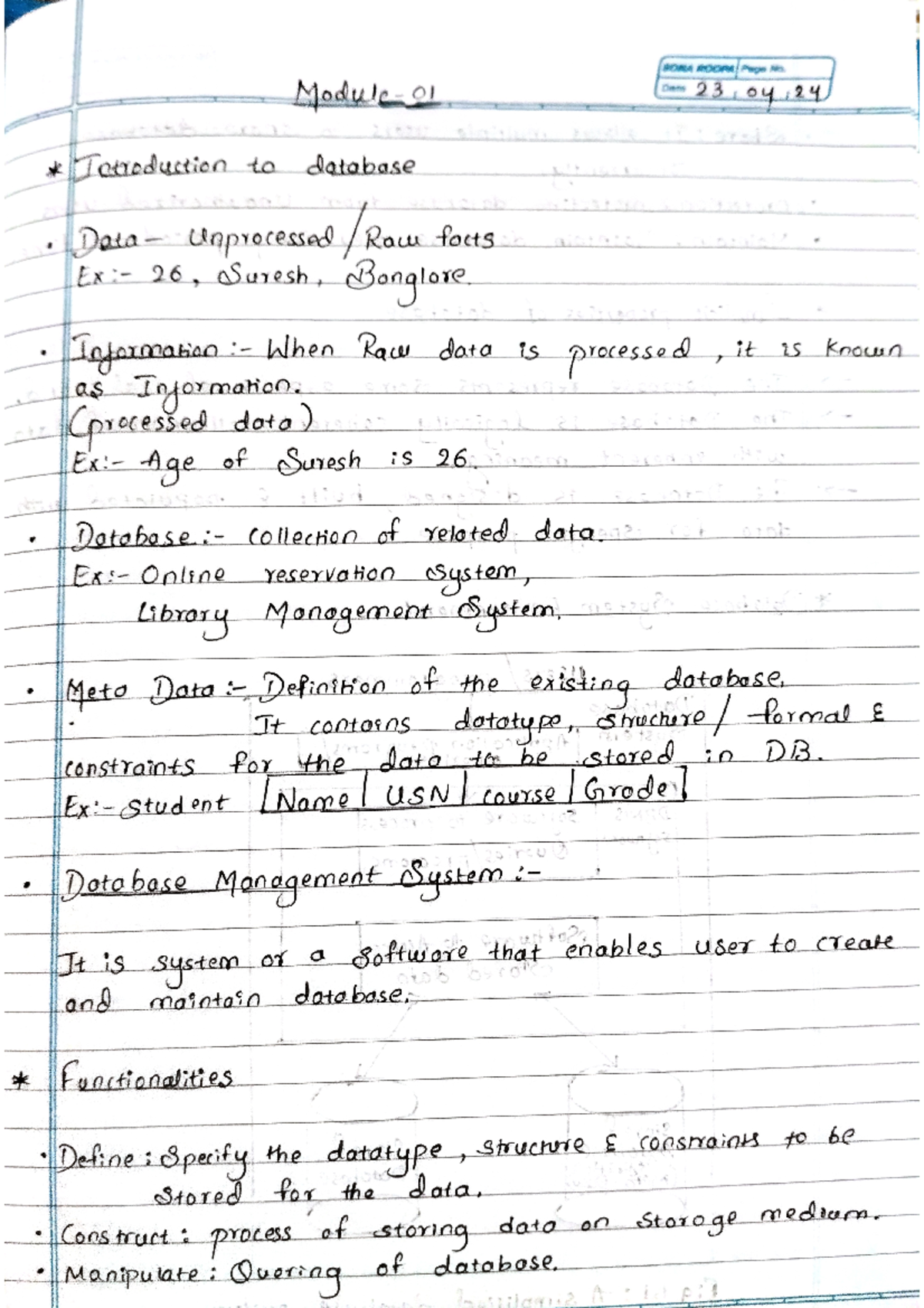 Dbms These Are First Module Notes For Dbms For 4th Sem Cse Sona