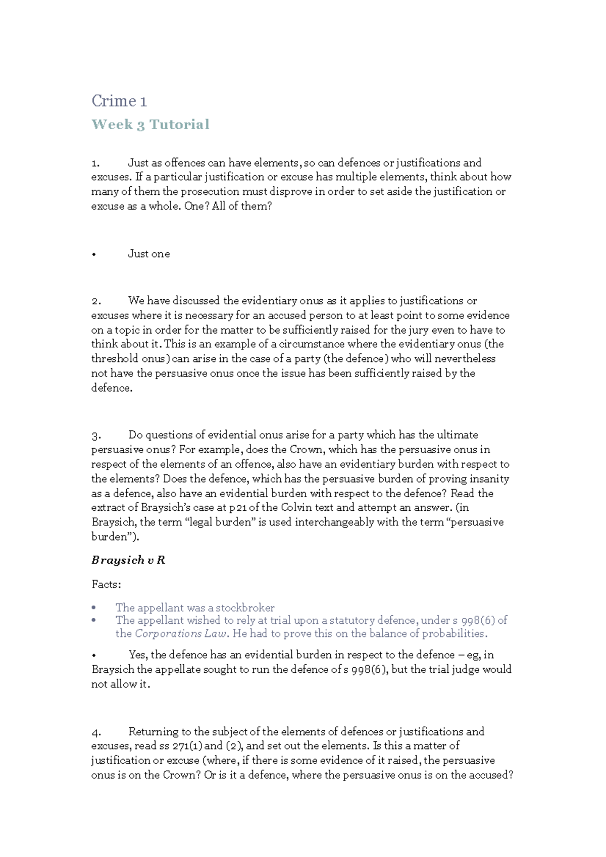 Crime 1 Week 3 Tutorial - Crime 1 Week 3 Tutorial Just as offences can ...