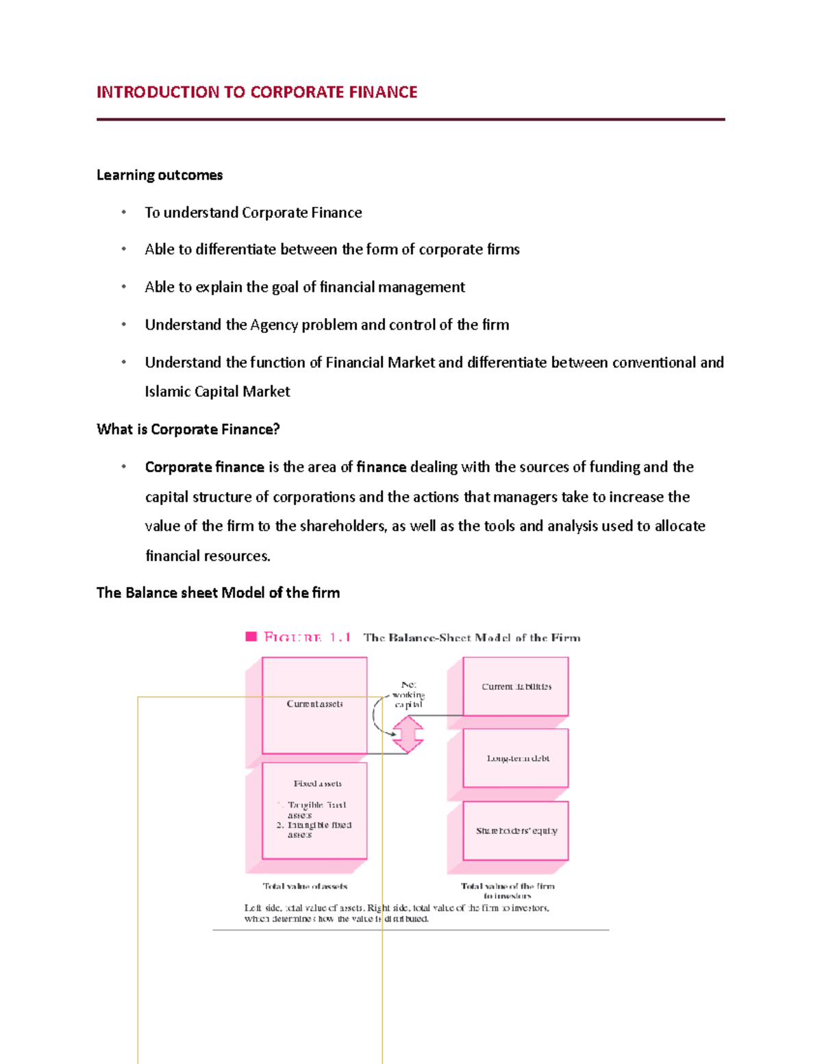 Topic 1 - Introduction To Corporate Finance - INTRODUCTION TO CORPORATE ...