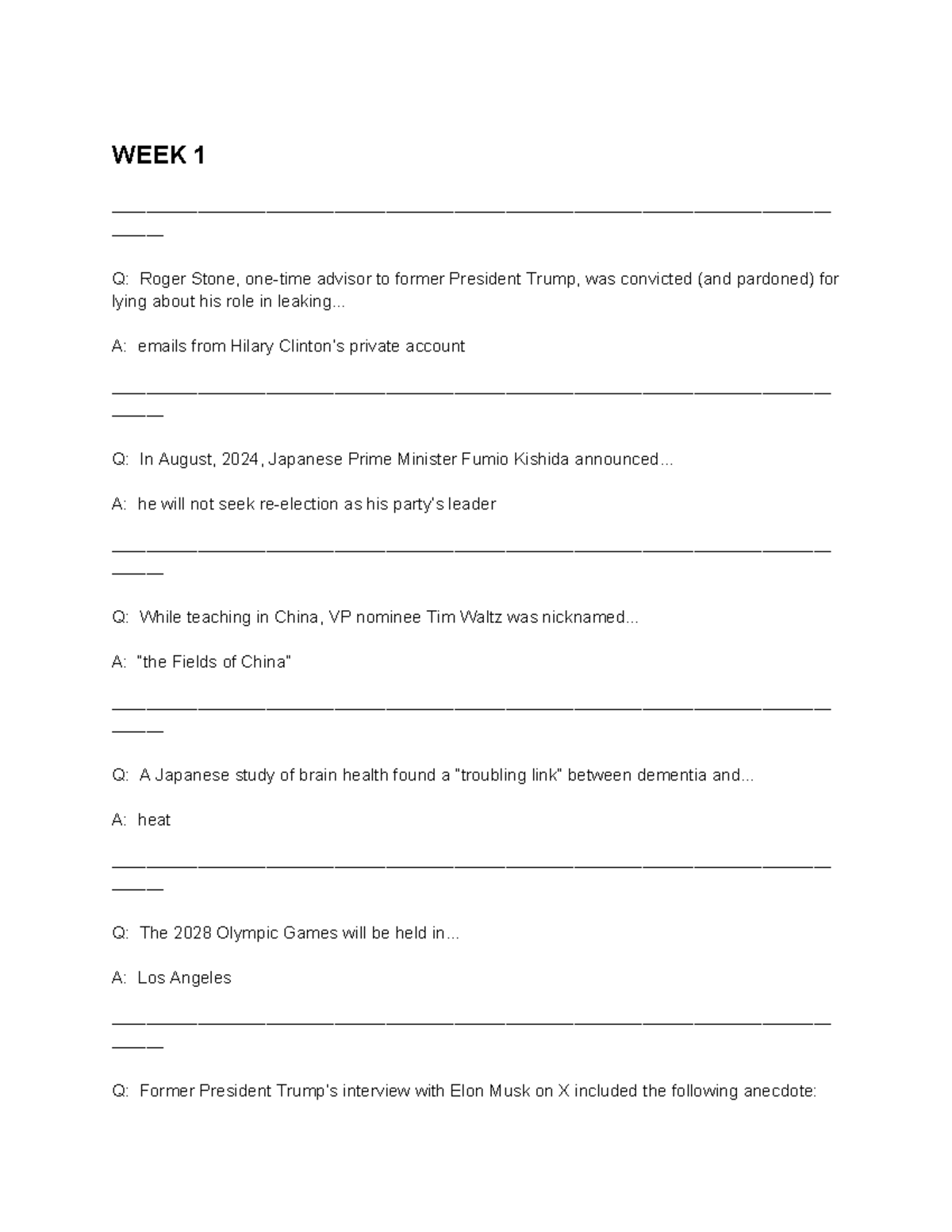 Debate Current Events Answers - WEEK 1 ...