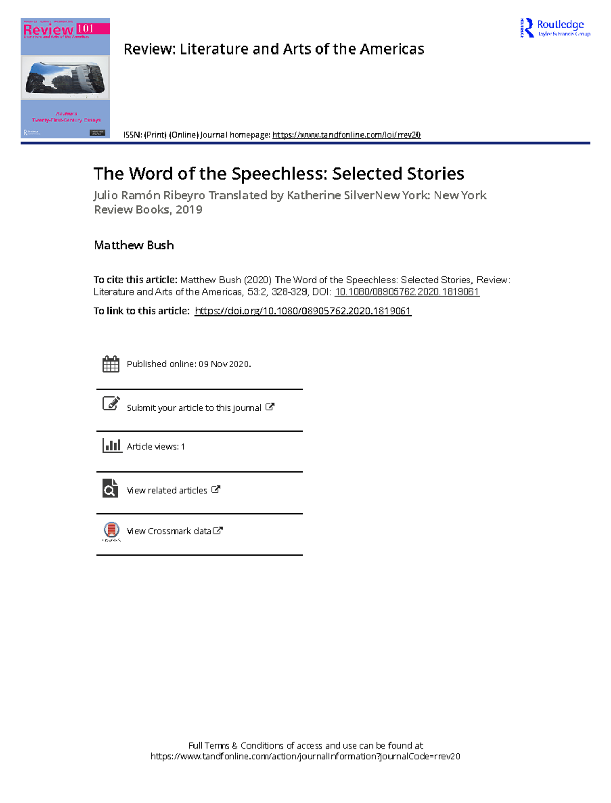 The Word of the Speechless Selected Stor - 1080/08905762. To link to ...