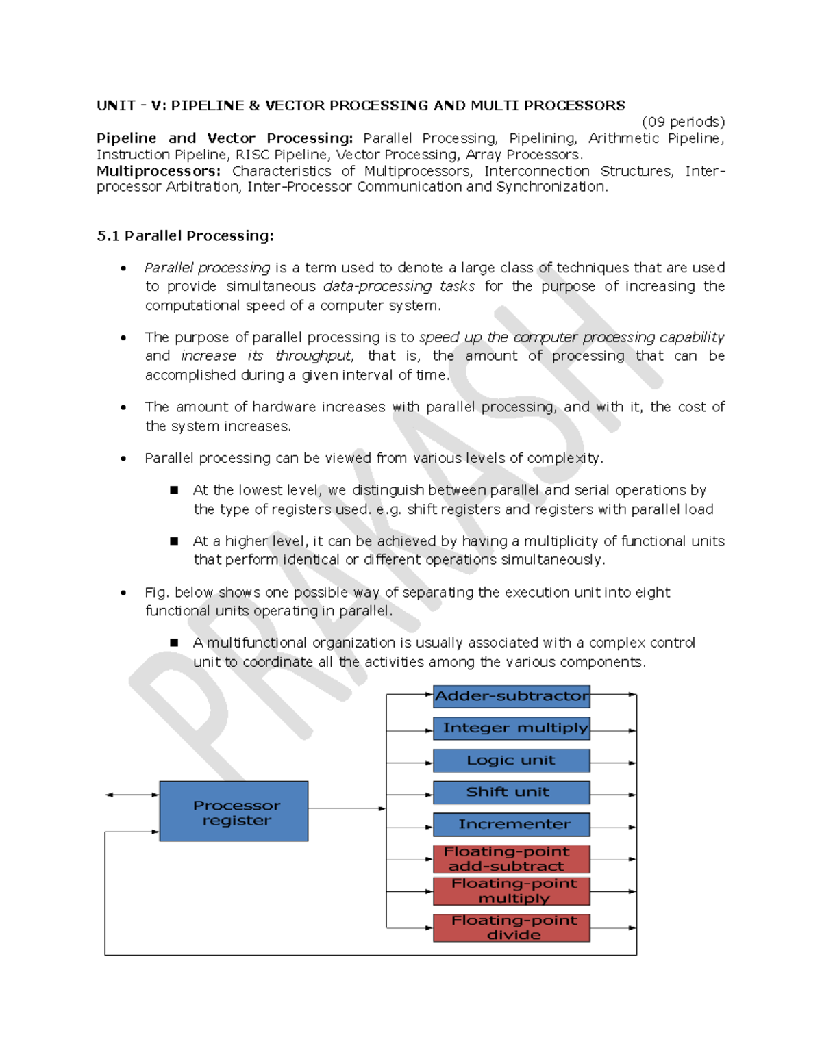Pipeline vector processing and multi processors - UNIT - V: PIPELINE ...