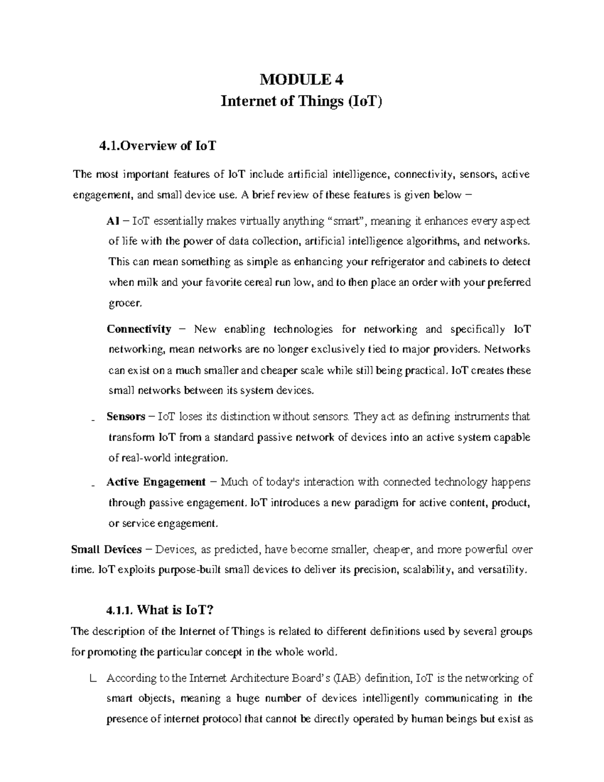 EFTModule 4 - Overview of IOT; meaning of IOT; History of IOT; Advantages of IOT; Challenges ...