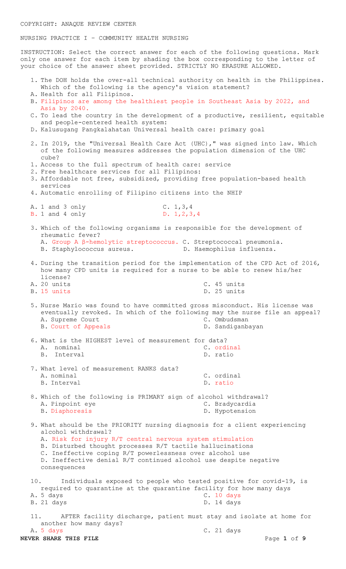 2023-NP1 - Practice Material - NURSING PRACTICE I – COMMUNITY HEALTH ...