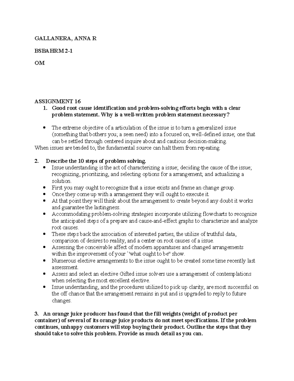 Gallanera, ANNA ASS 16 - OPERATION MANAGEMENT - GALLANERA, ANNA R ...